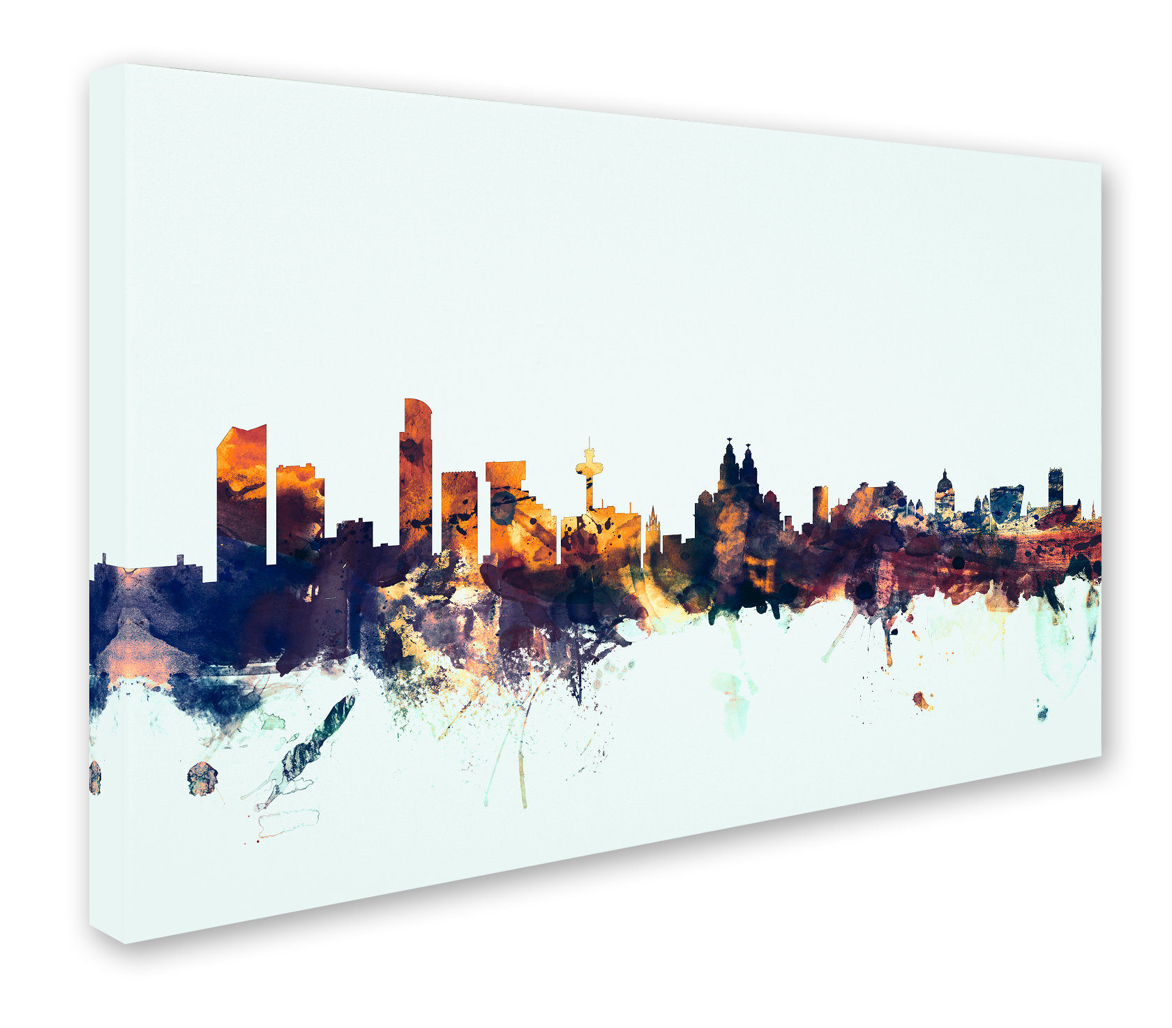 Ivy Bronx 'Liverpool England Skyline Blue' Graphic Art on Wrapped ...