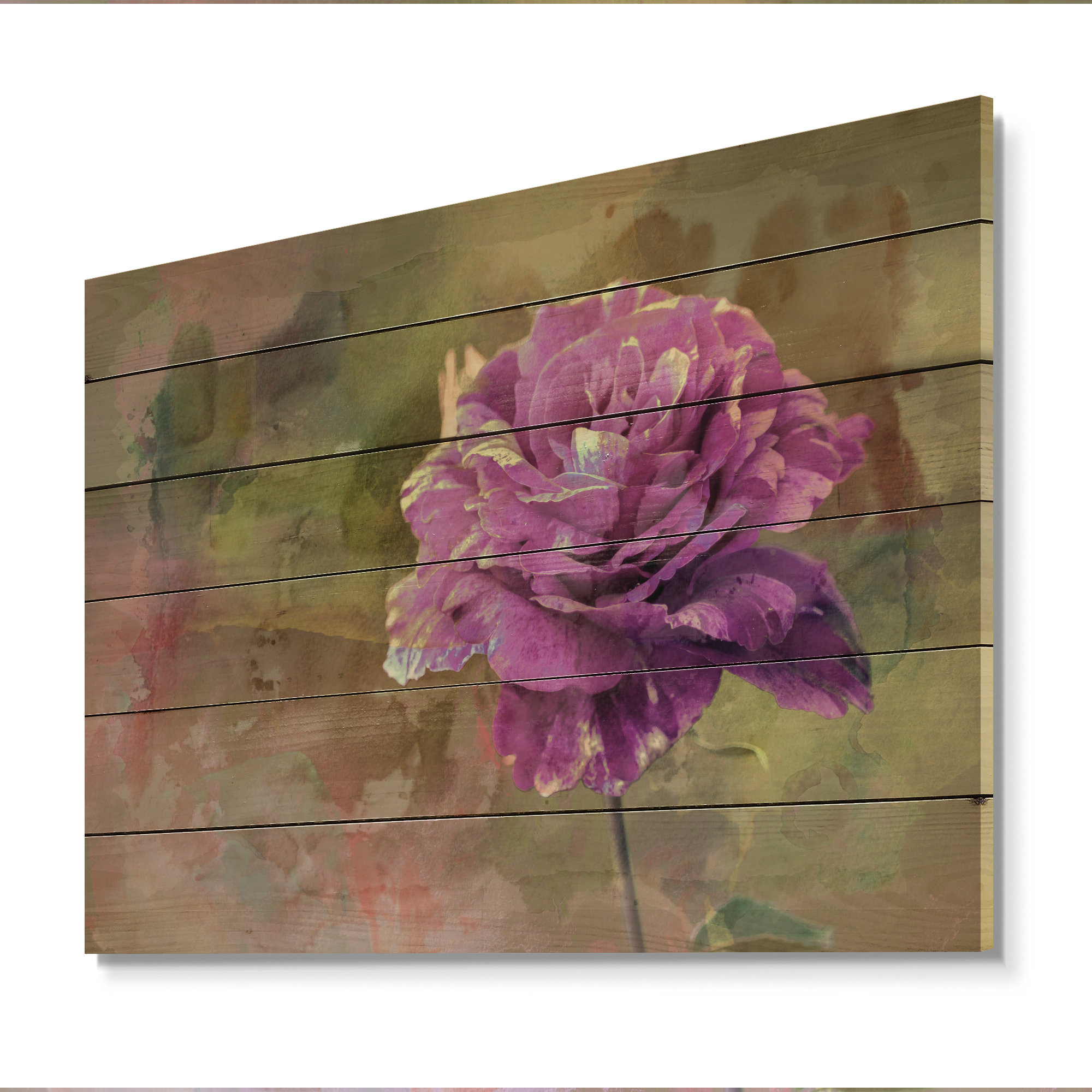 Winston Porter Colorful Purple Rose Beauty - Traditional Wood Wall ...