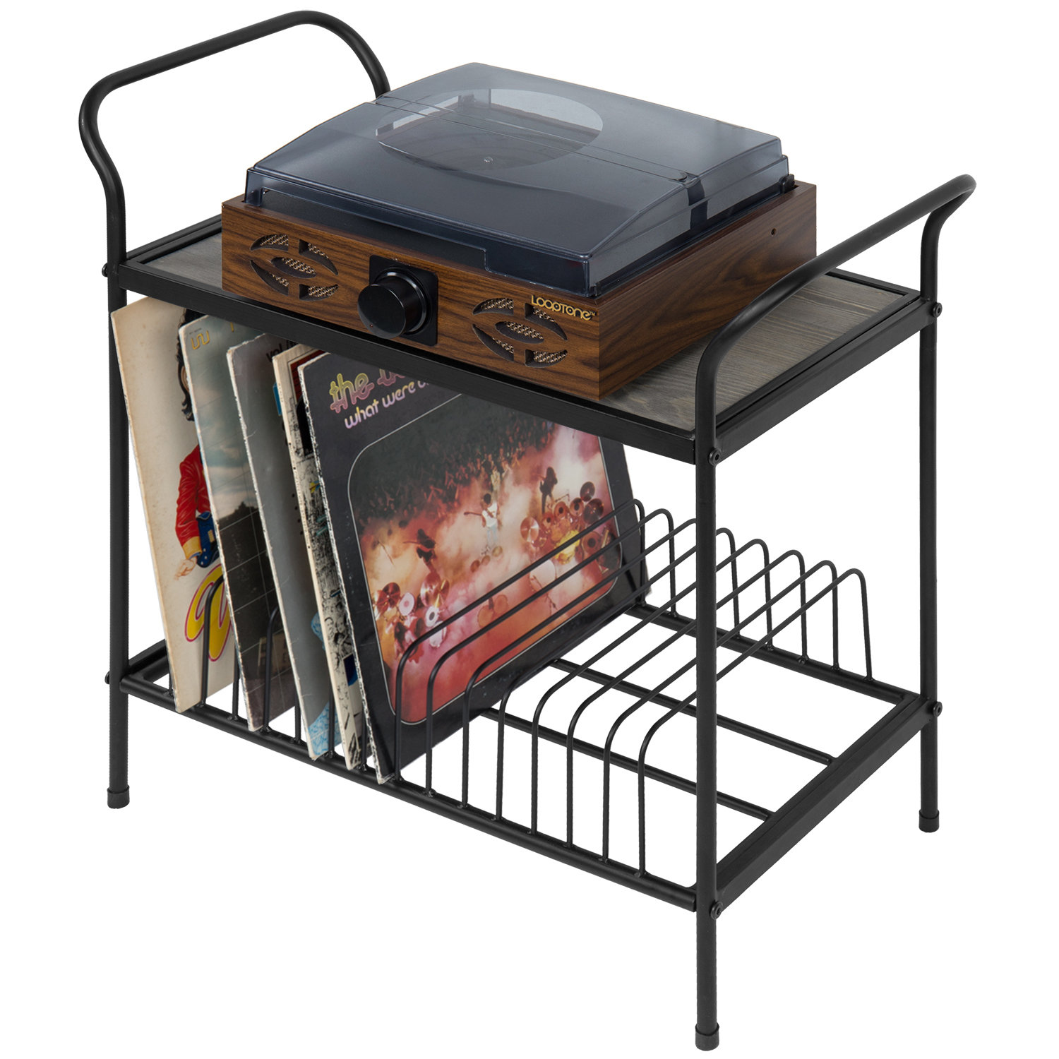 Rebrilliant Audio Media Storage Rack with Vinyl Record Shelf | Wayfair