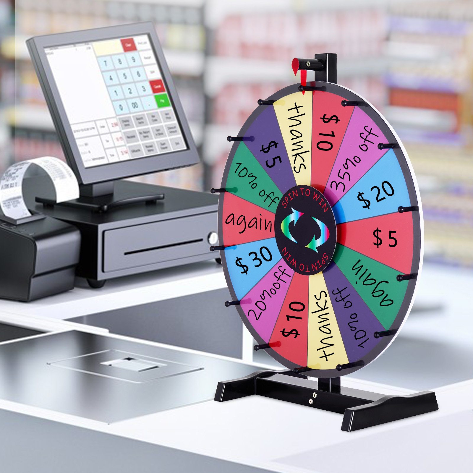 VEVOR 24 inch Spinning Prize Wheel, 14 Slots Tabletop Spinner, Heavy ...