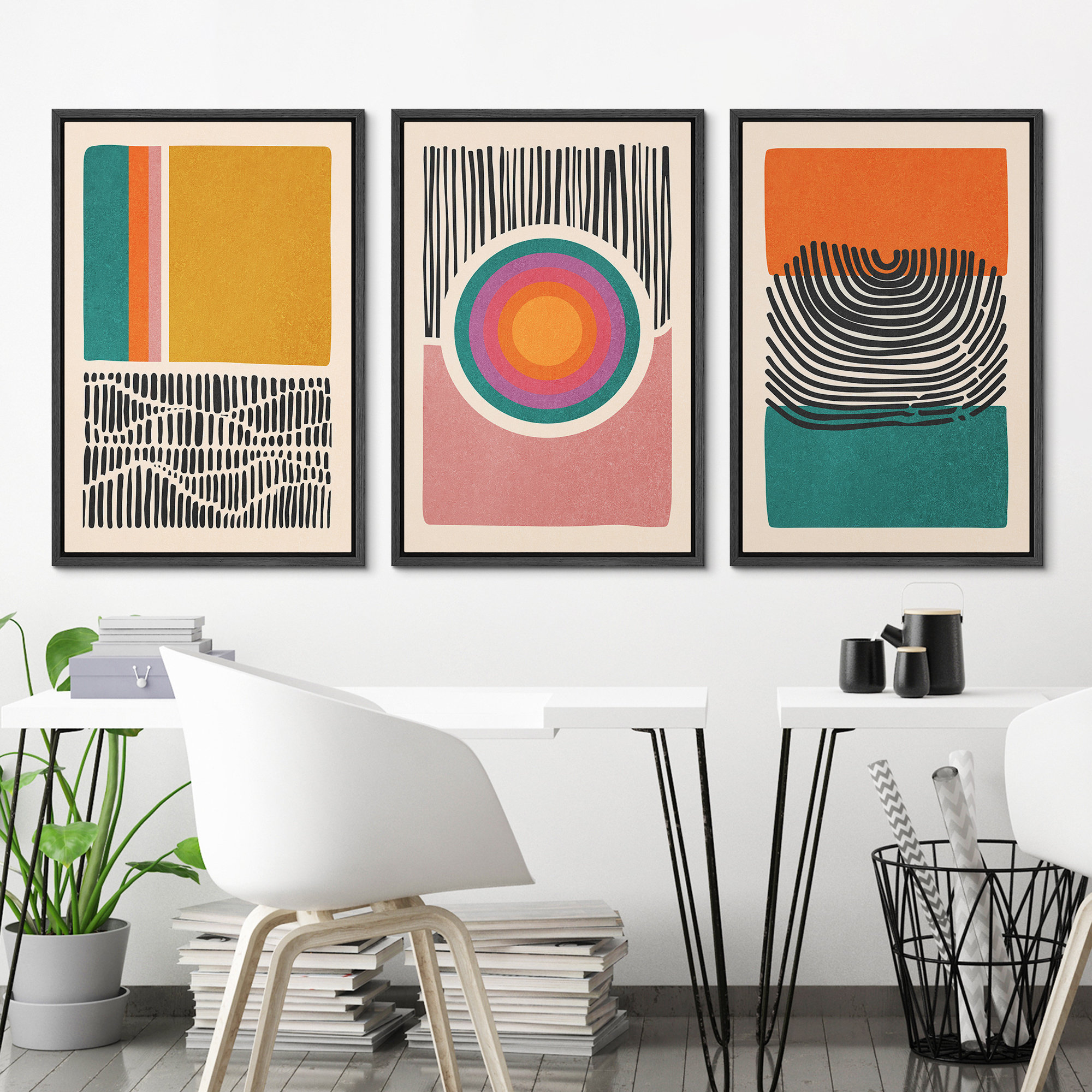 IDEA4WALL Abstract Vibrant Color Blocks Mid-Century Multicolor Color ...