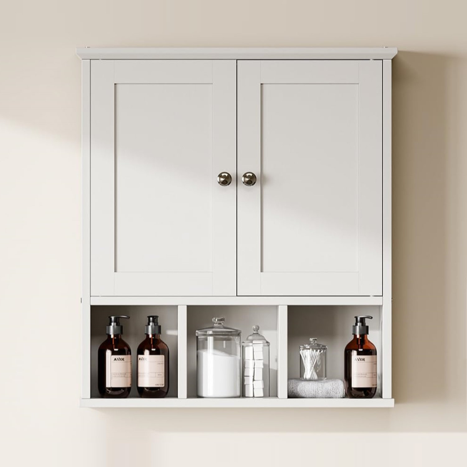 Hokku Designs Wall Mount Bathroom Cabinet with 2 Doors and 3 Open ...