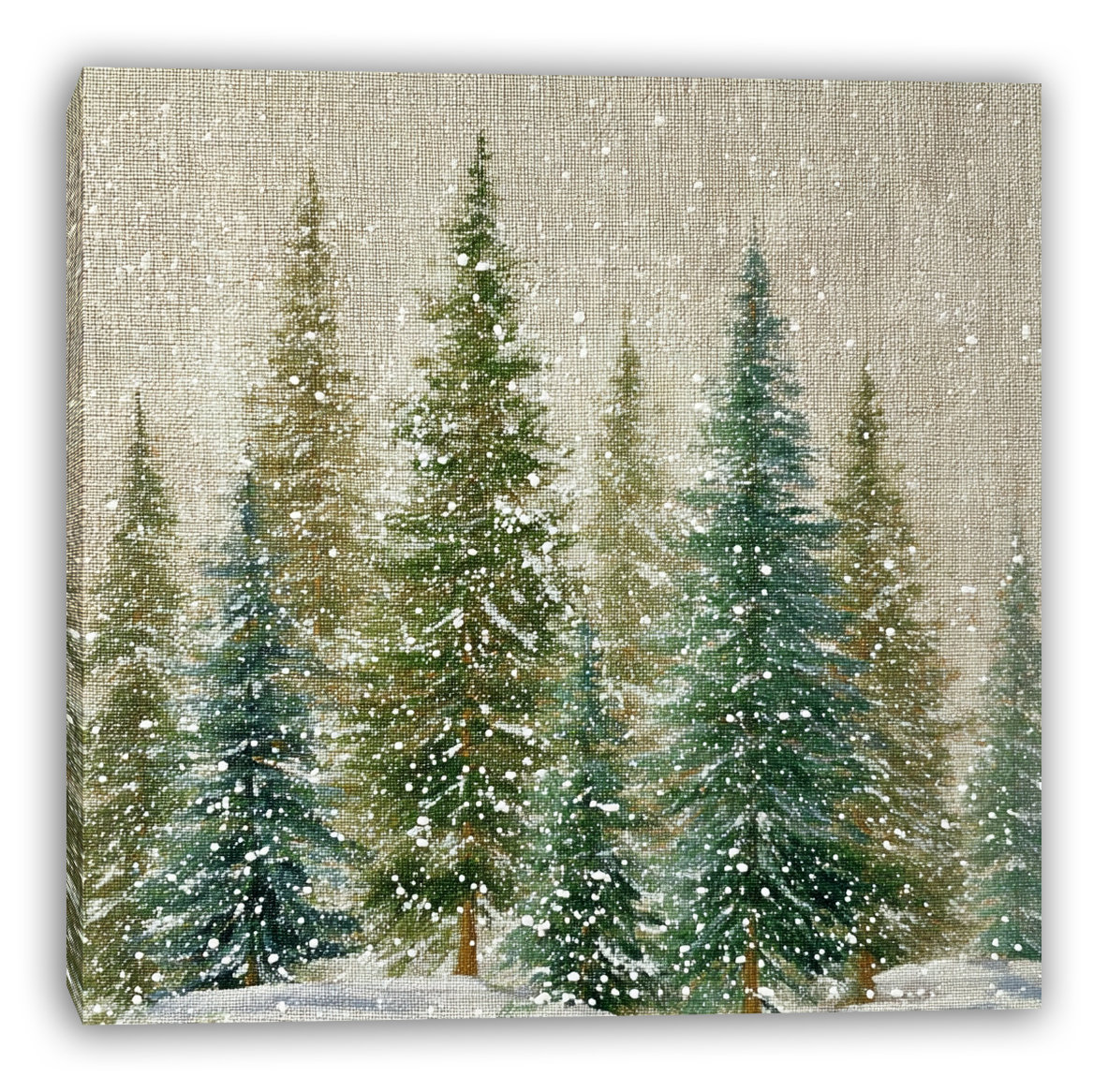 Ophelia & Co. Evergreen Grove with Falling Snow Wrapped Canvas Wall Art ...