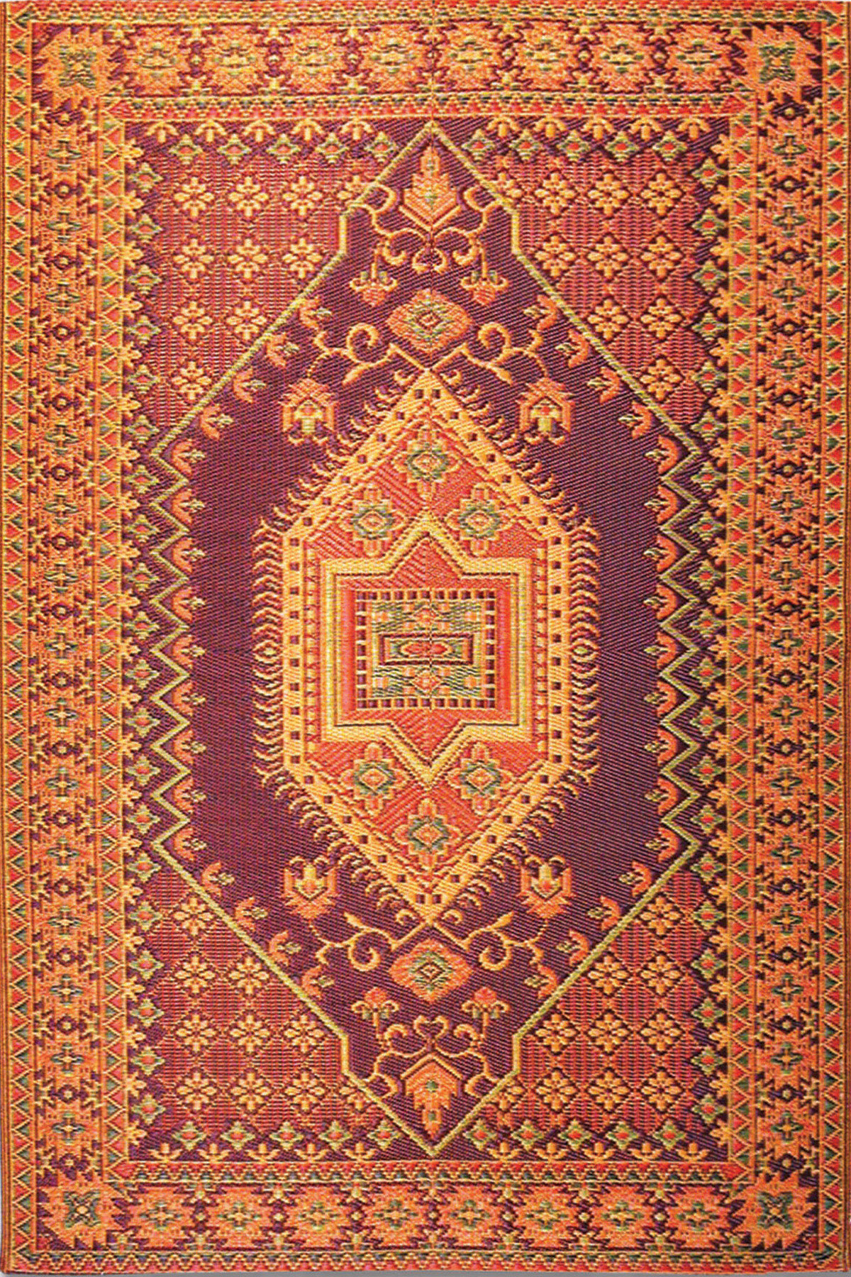 Mad Mats Oriental Turkish Polypropylene Rug Reversible Rust Outdoor, UV ...
