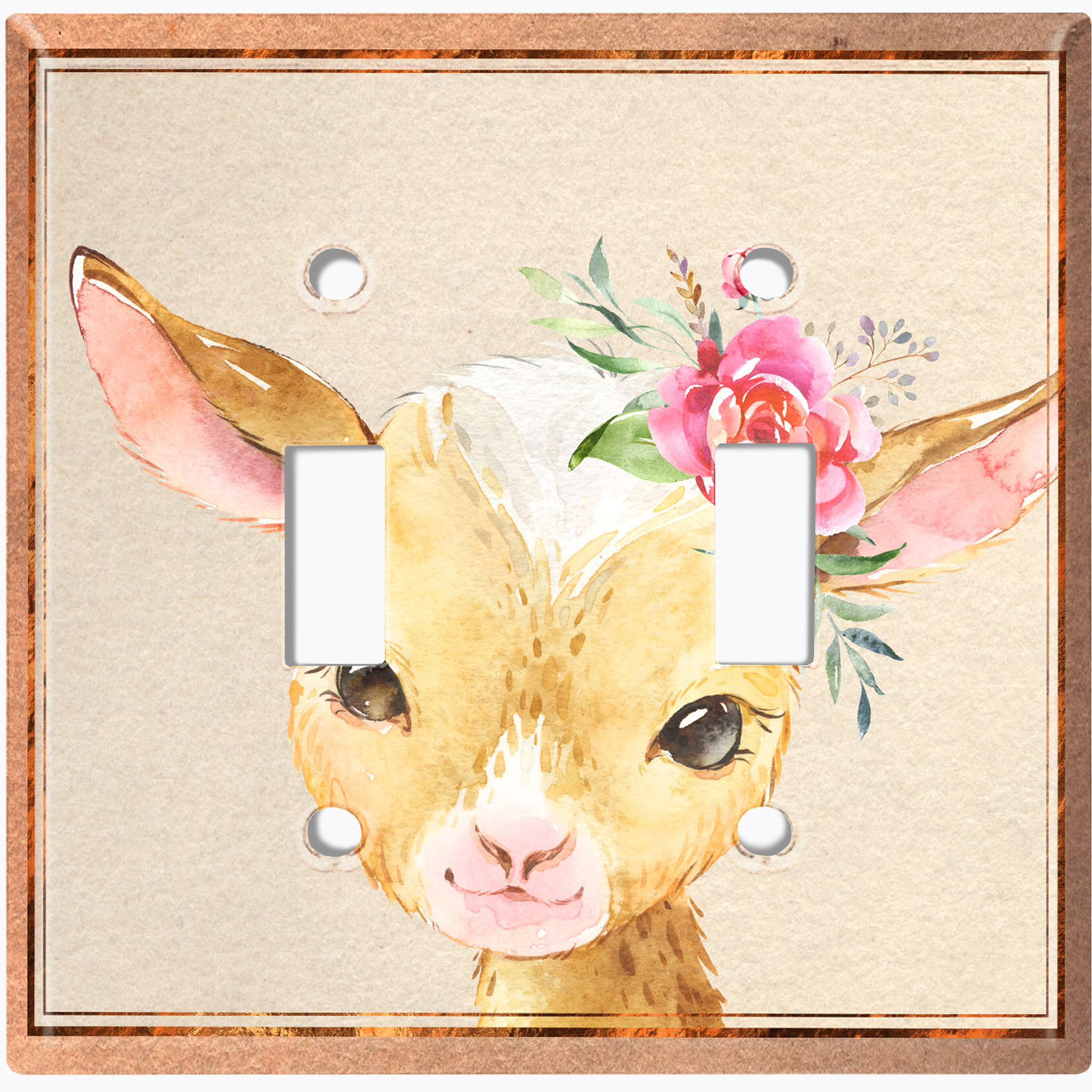 WorldAcc Cute Animal Baby Doe 2-Gang Toggle Light Switch Wall Plate ...