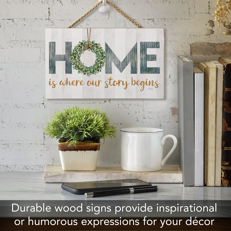 Gracie Oaks Story Begins Hanging Wood Wall Sign | Wayfair
