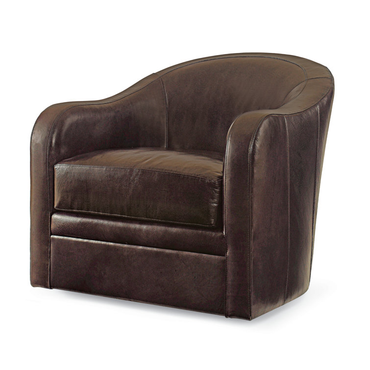 Century Trading Company Leather Swivel Barrel Chair | Perigold