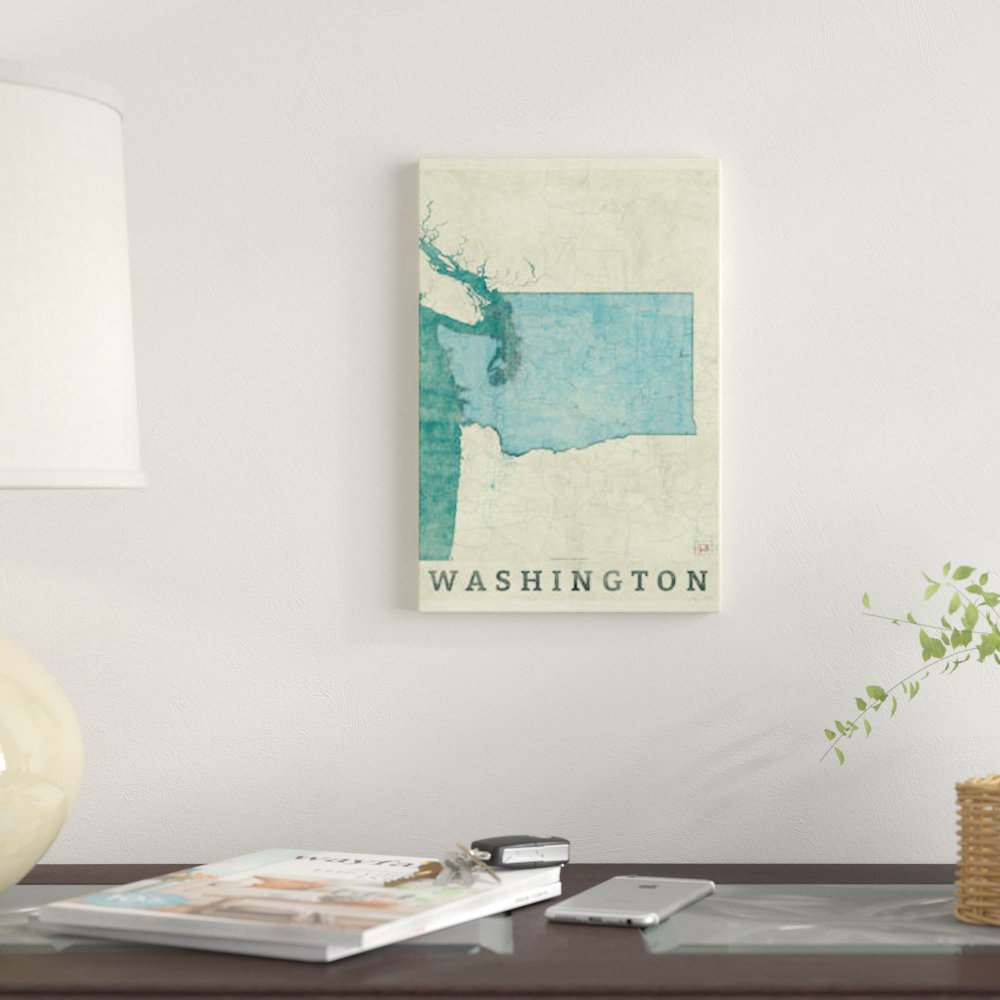 East Urban Home 'Washington Map' Graphic Art Print on Canvas | Wayfair