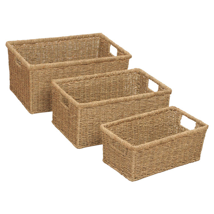 House Additions 23cm Seagrass Storage Basket 3 Piece Set | Wayfair.co.uk