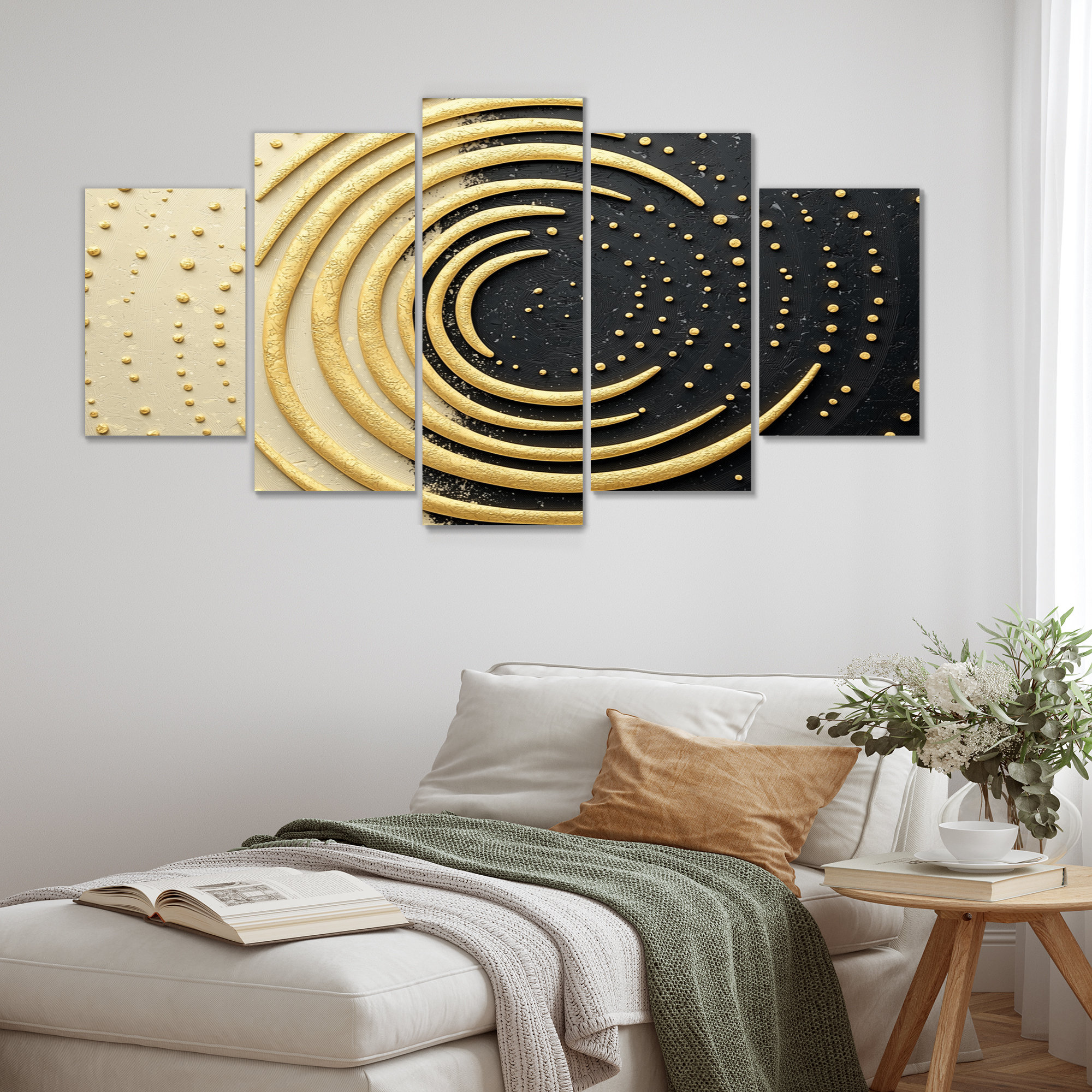 Mercer41 Black And Gold Galactic Whirlpool - Abstract Spirals Wall Art ...
