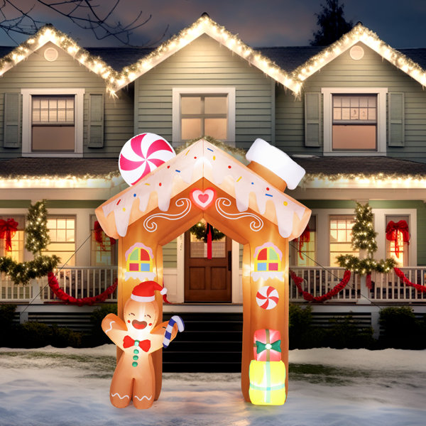 The Holiday Aisle® Archway with Gingerbread Man Inflatable & Reviews ...