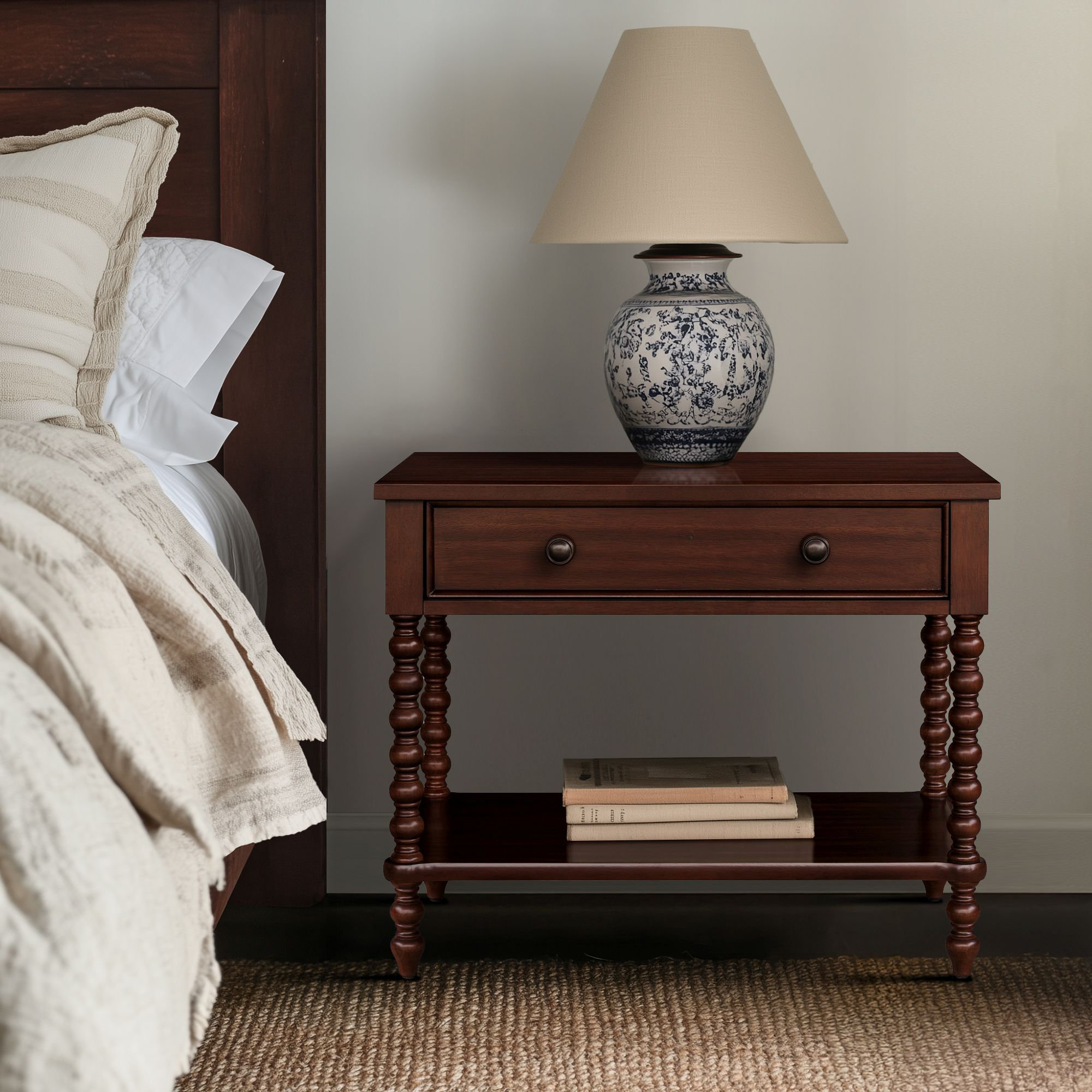 Madison Park Signature Beckett Large Turned Wood Spindle Nightstand ...