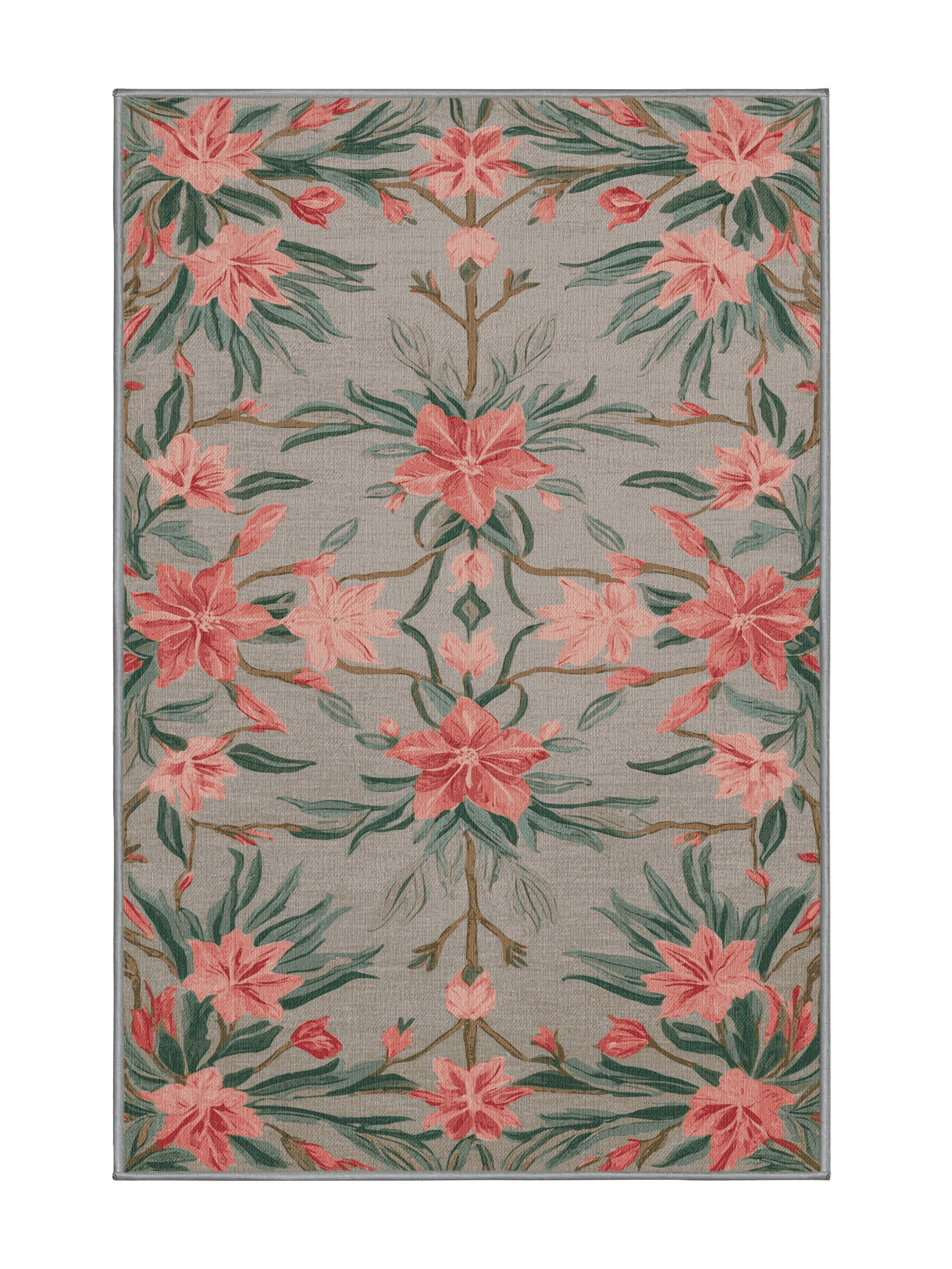 One Allium Way® Machine Washable Botanical Gray Area Rug | Wayfair