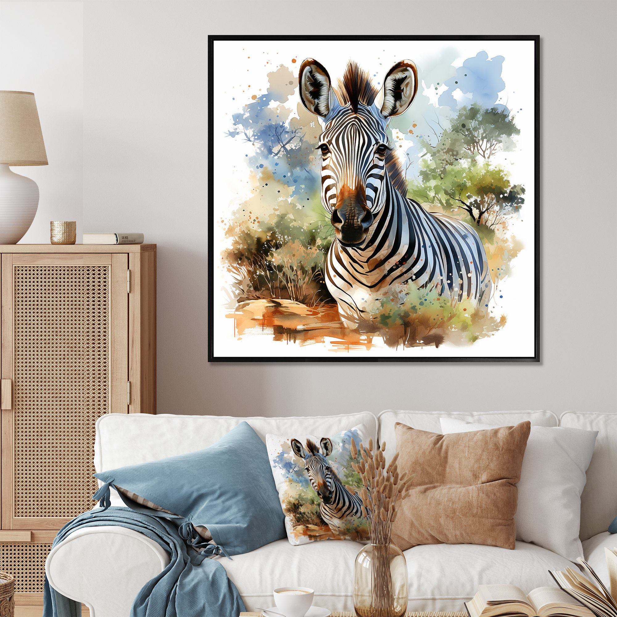 Bungalow Rose Zebra Savannah Portrait - Zebra Animal Wall Art | Wayfair