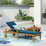 Lark Manor™ Outdoor solid wood frame chaise lounge with rollers and ...