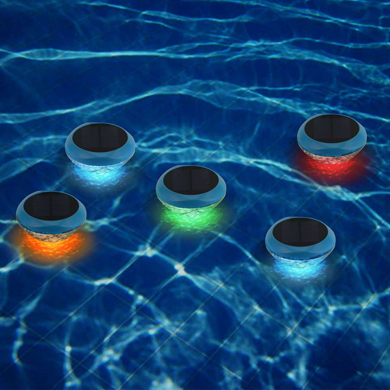 Deago 2.3" Solar Powered Integrated LED Color Changing Outdoor Floating ...