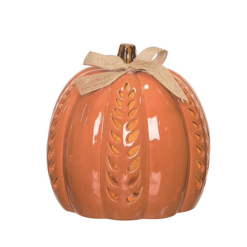 Gracie Oaks Vicci Vicci Carved Vine Pumpkin Sculpture | Wayfair
