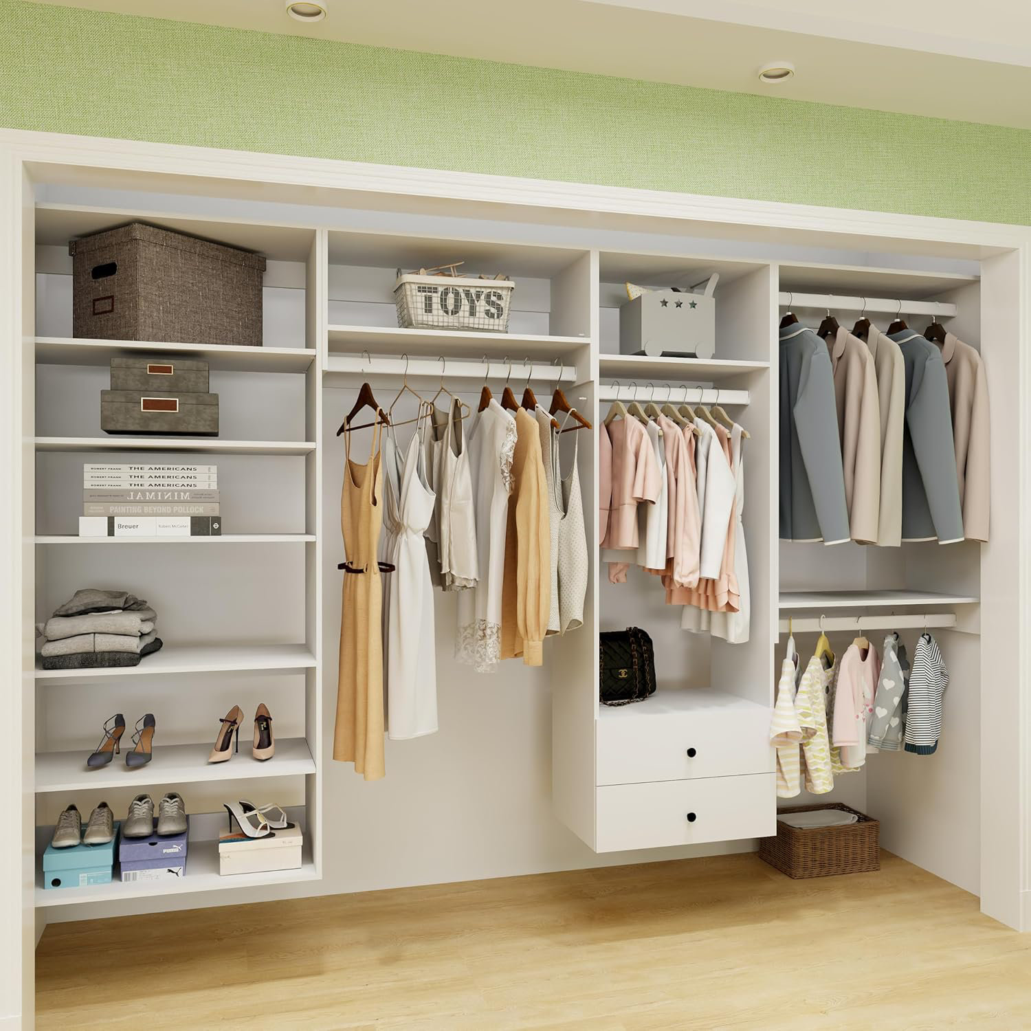 Latitude Run® Closet System with Drawers – Built in Closet Organizer ...