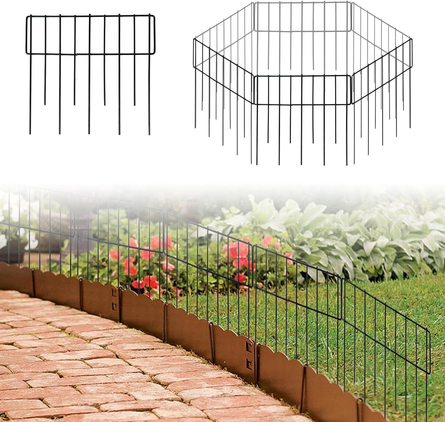 Confote 10 Pack 10.8 ft(L) x 12.6in(H) Decorative Garden Fence ...