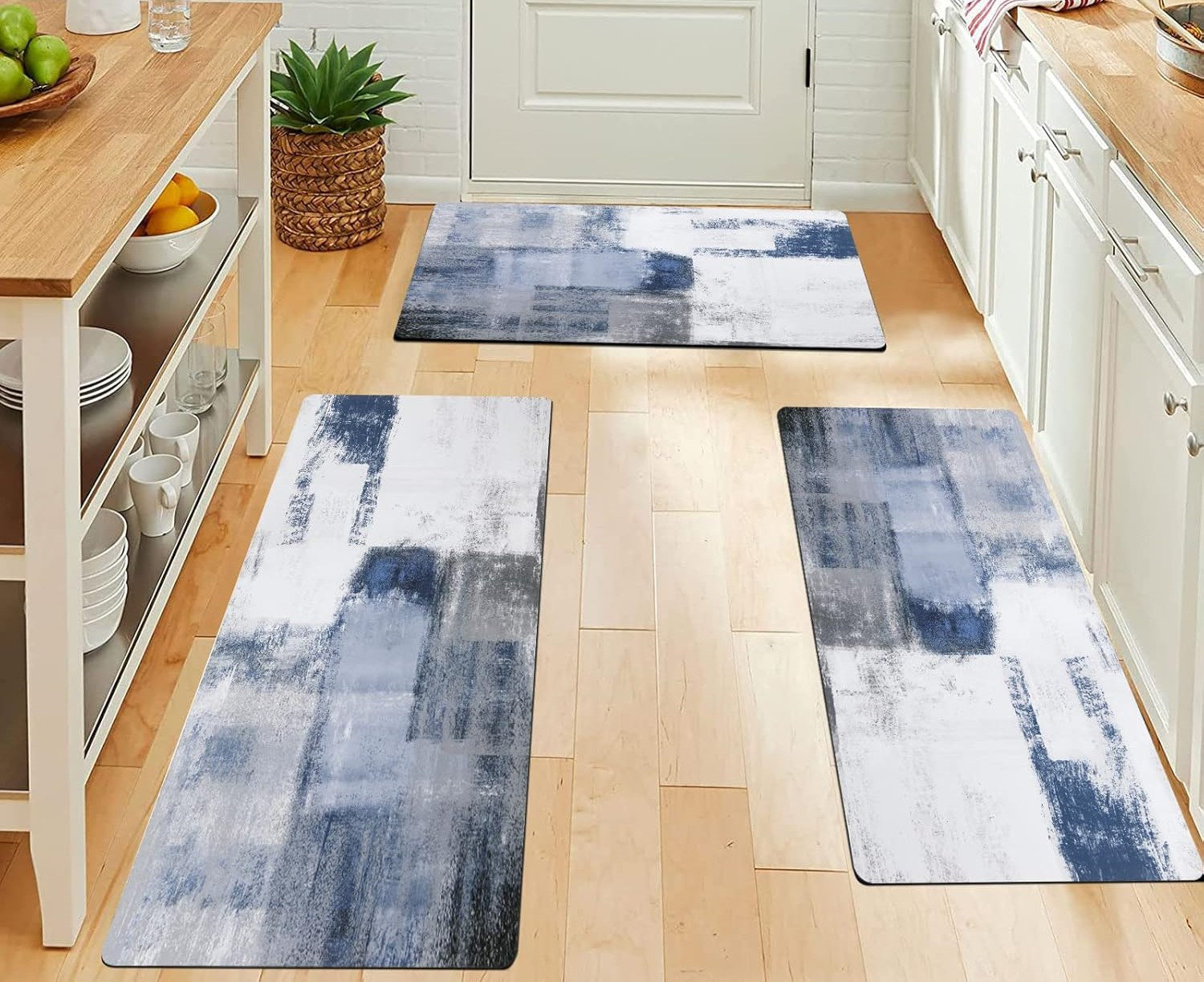 Orren Ellis The Rubber Kitchen Rug Set of 3, Non-Slip/Skid Kitchen ...