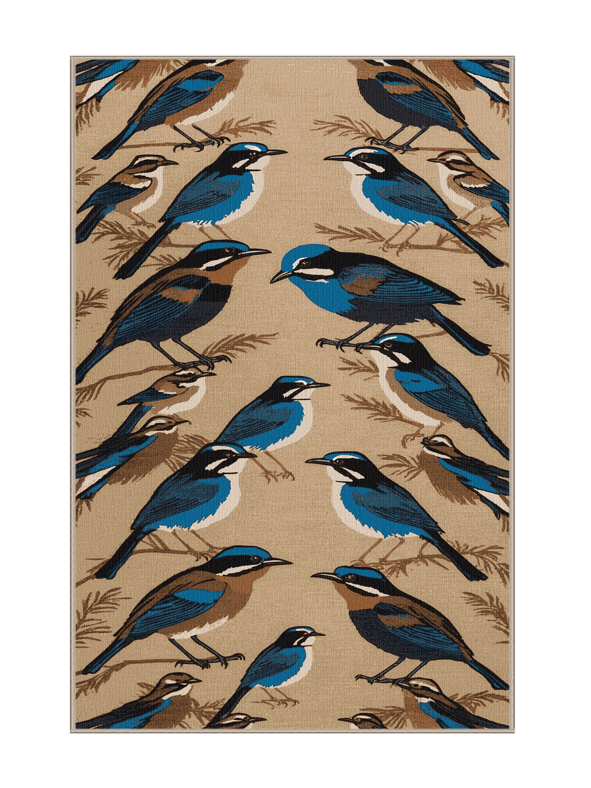 Foundry Select Washable Superb Fairy wren Birds Area Rug | Wayfair