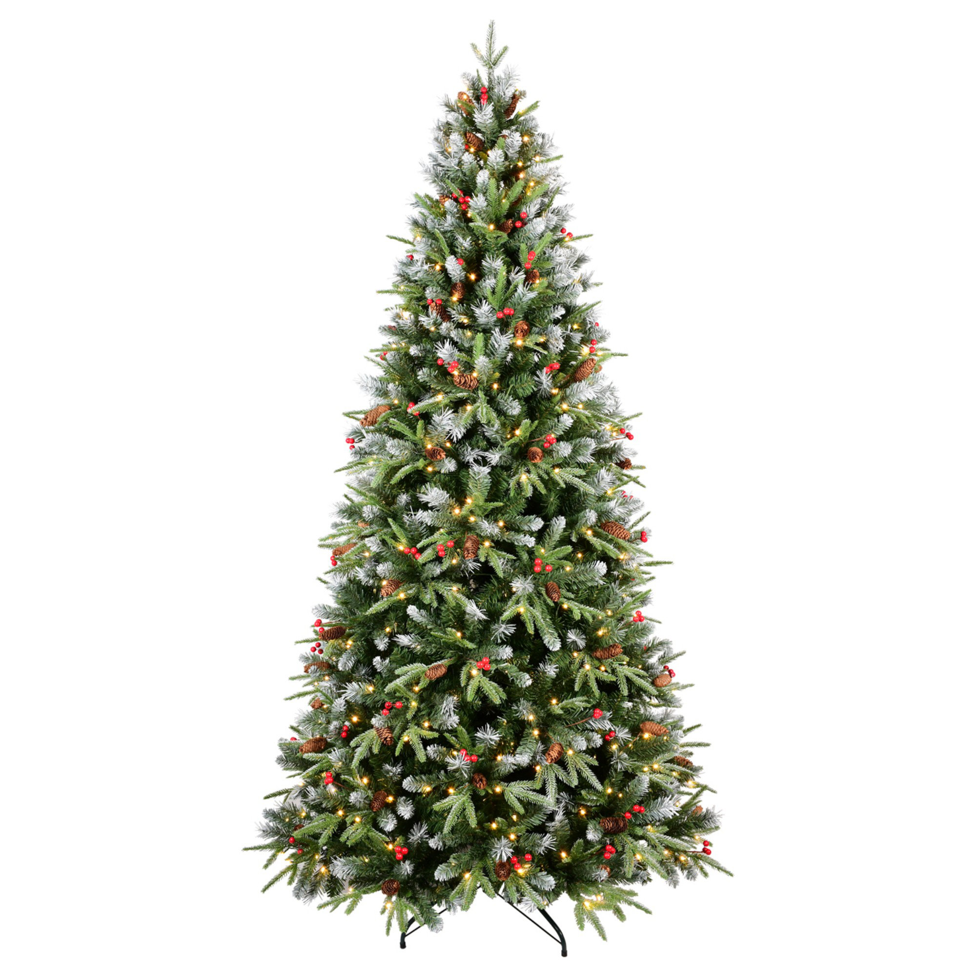 Red Barrel Studio® PE/PVC Spray White Decorative Tree with Lights Red ...