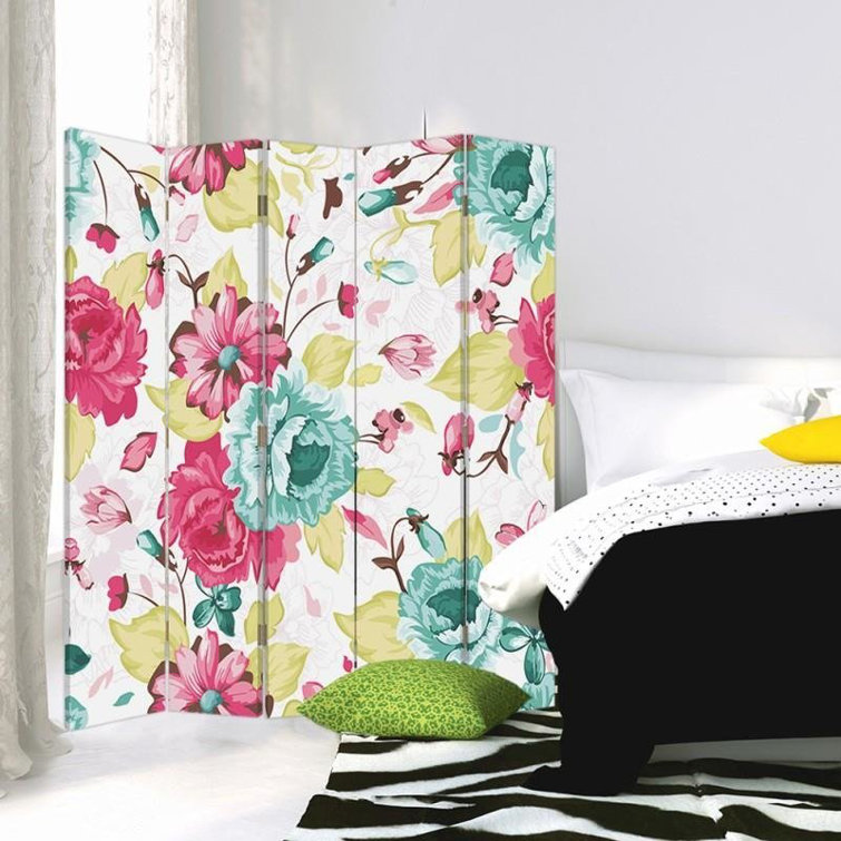 Fleur De Lis Living 360° Rotatable Vintage Flowers Canvas 5 Panel Room ...