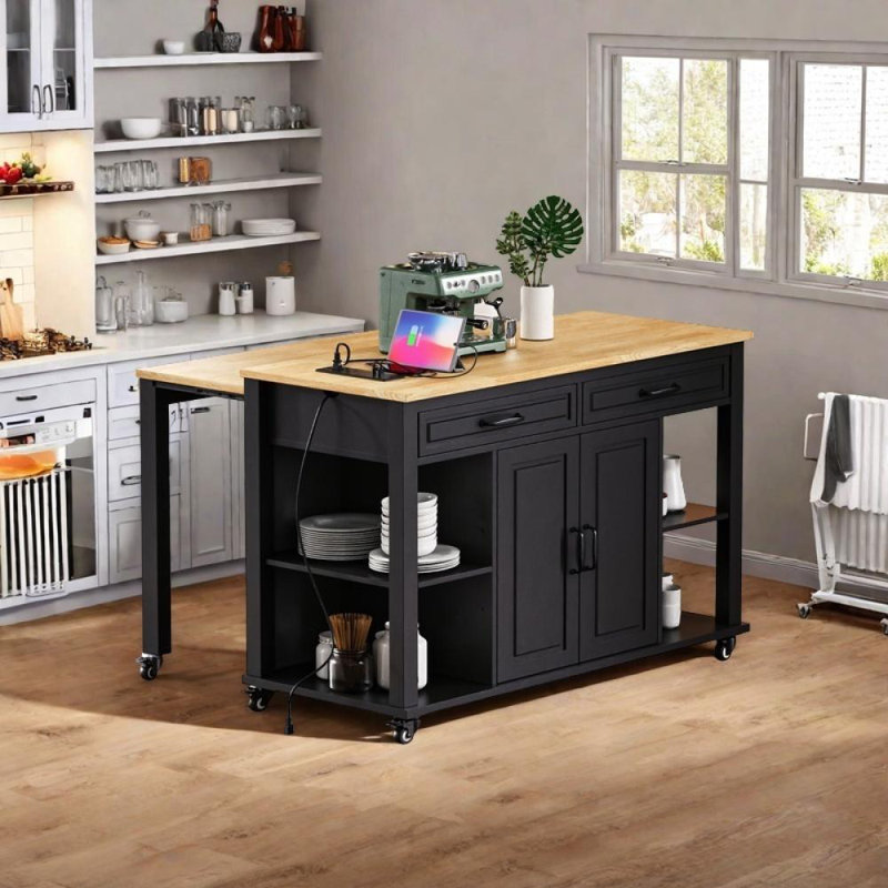 Lark Manor™ Kitchen Island with Extendable Dining Table | Wayfair