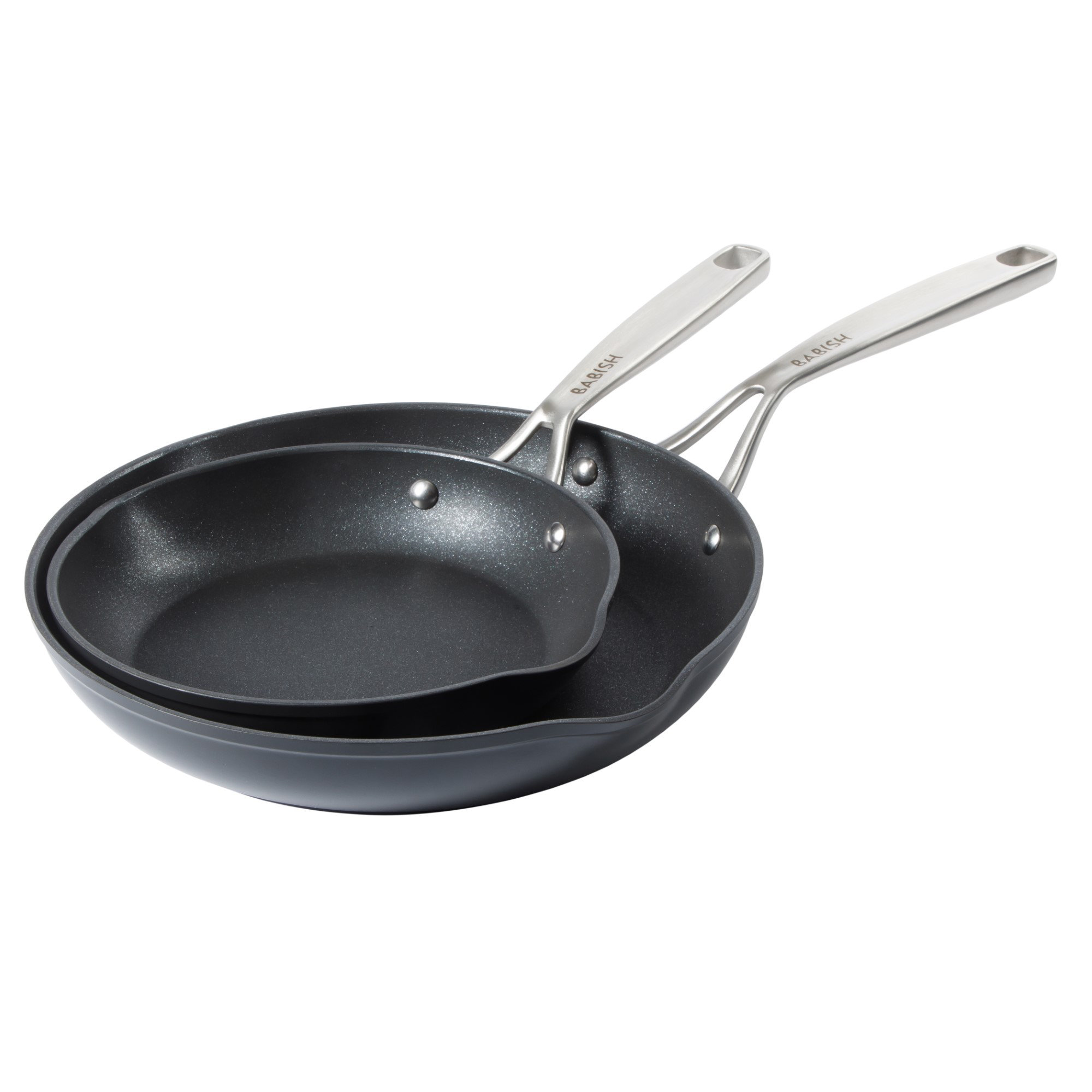 Babish 2 Piece 8 and 10 Inch Fry Pan Hard Anodized Titanium Forever Non ...