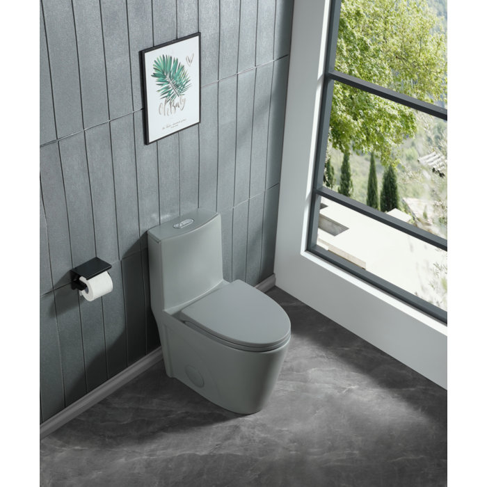 Wenty 1.1/1.60 GPF Dual-Flush One Piece Toilet, Water-Saving Elongated ...
