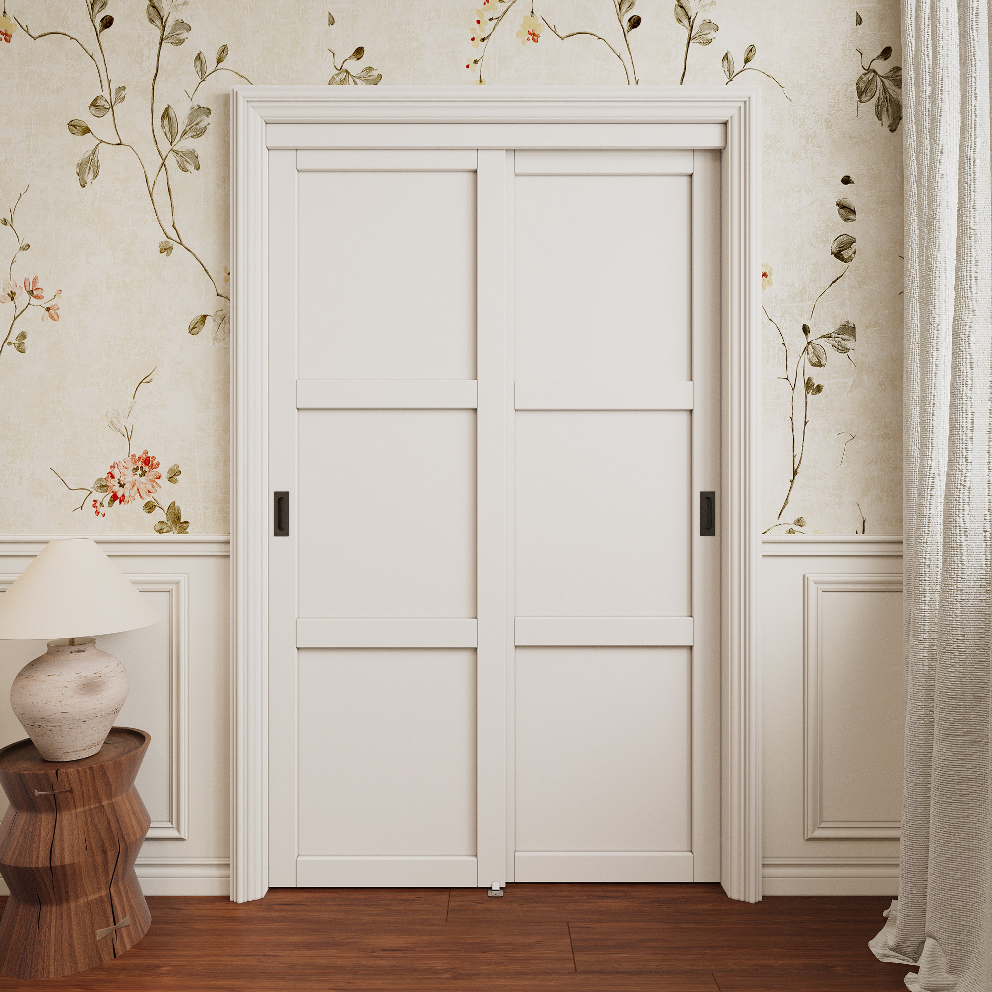 Home Worthy 80"H Paneled Pantry Closet Sliding Doors With Hardware ...