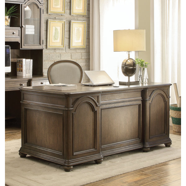 Birch Lane™ Mellette Solid Wood Executive Desk with Built in Outlets ...
