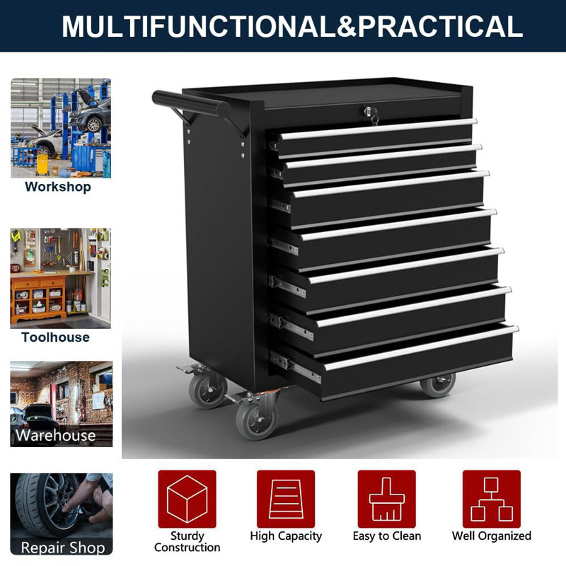 WFX Utility™ 7 Drawer Tool Chest With Wheels,Metal Locking Rolling Tool ...