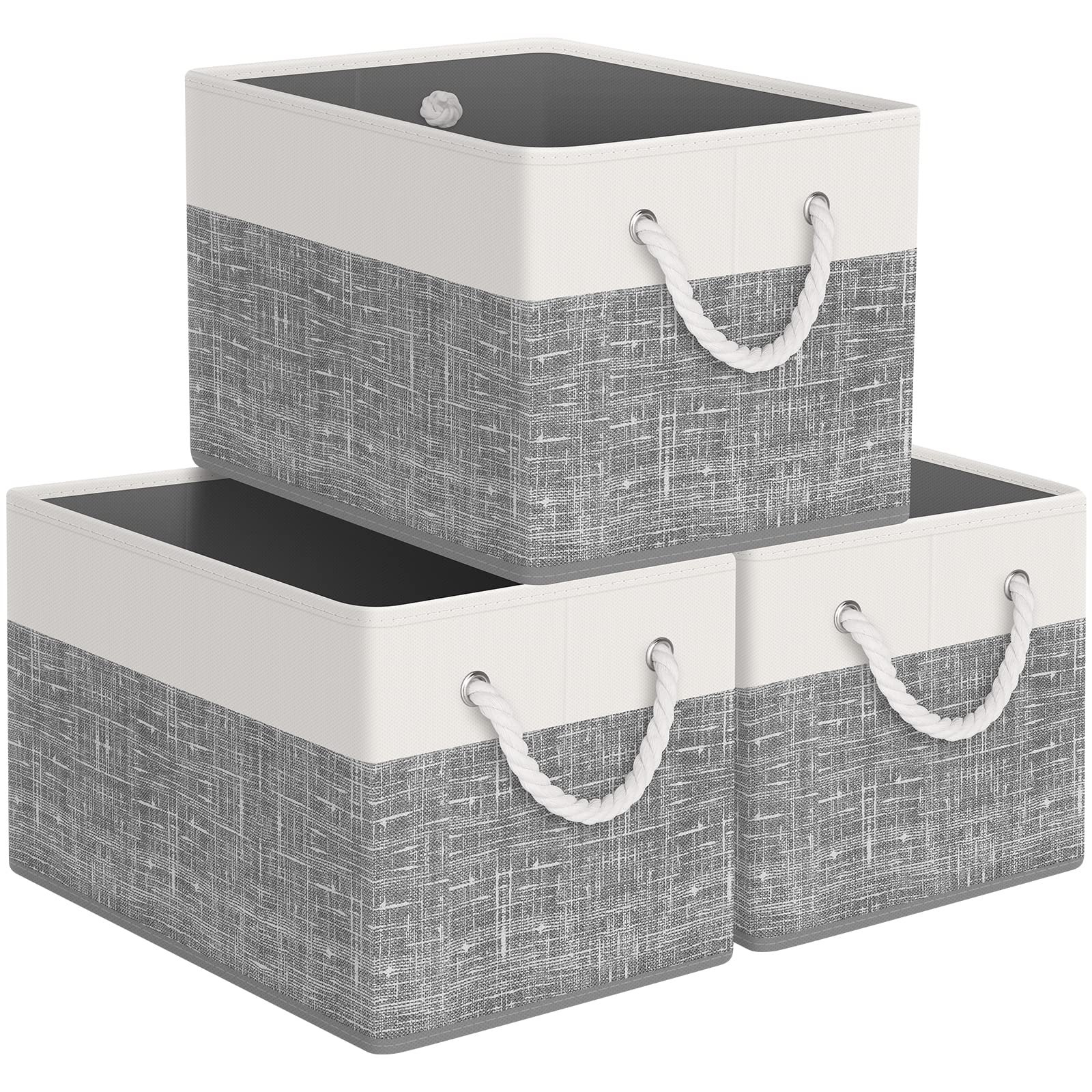 Rosecliff Heights White & Grey Collapsible Storage Bin - Large Capacity ...