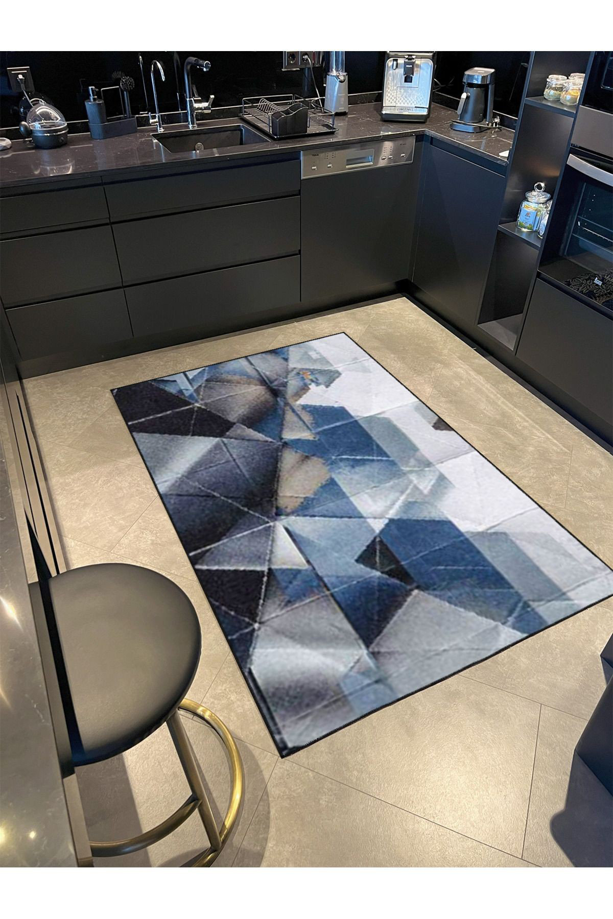 Orren Ellis Triangular Glass Themed Woven Base Washable Rug | Wayfair