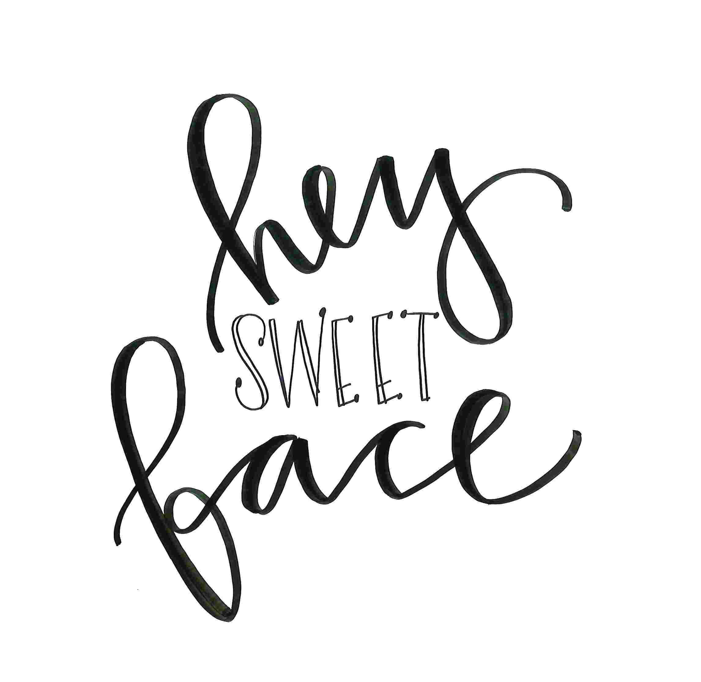 Trinx Hey Sweet Face Handwriting - Wrapped Canvas Textual Art | Wayfair