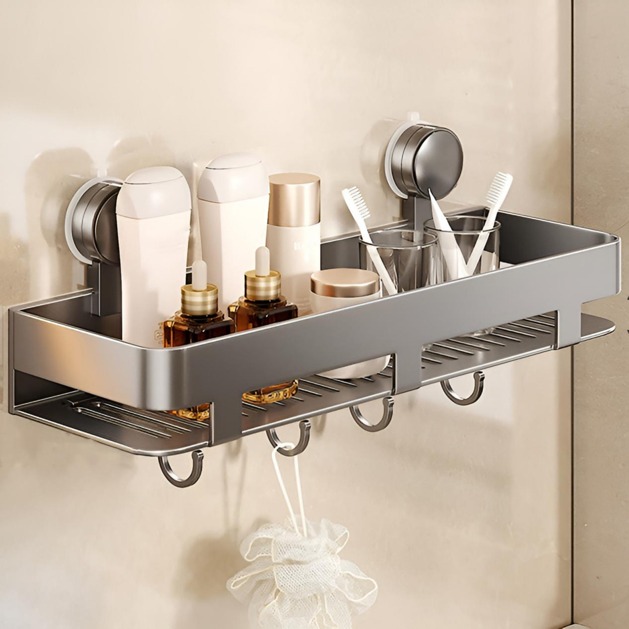 Latitude Run® Bathroom Storage Rack Without Perforation, Bathroom Wall ...