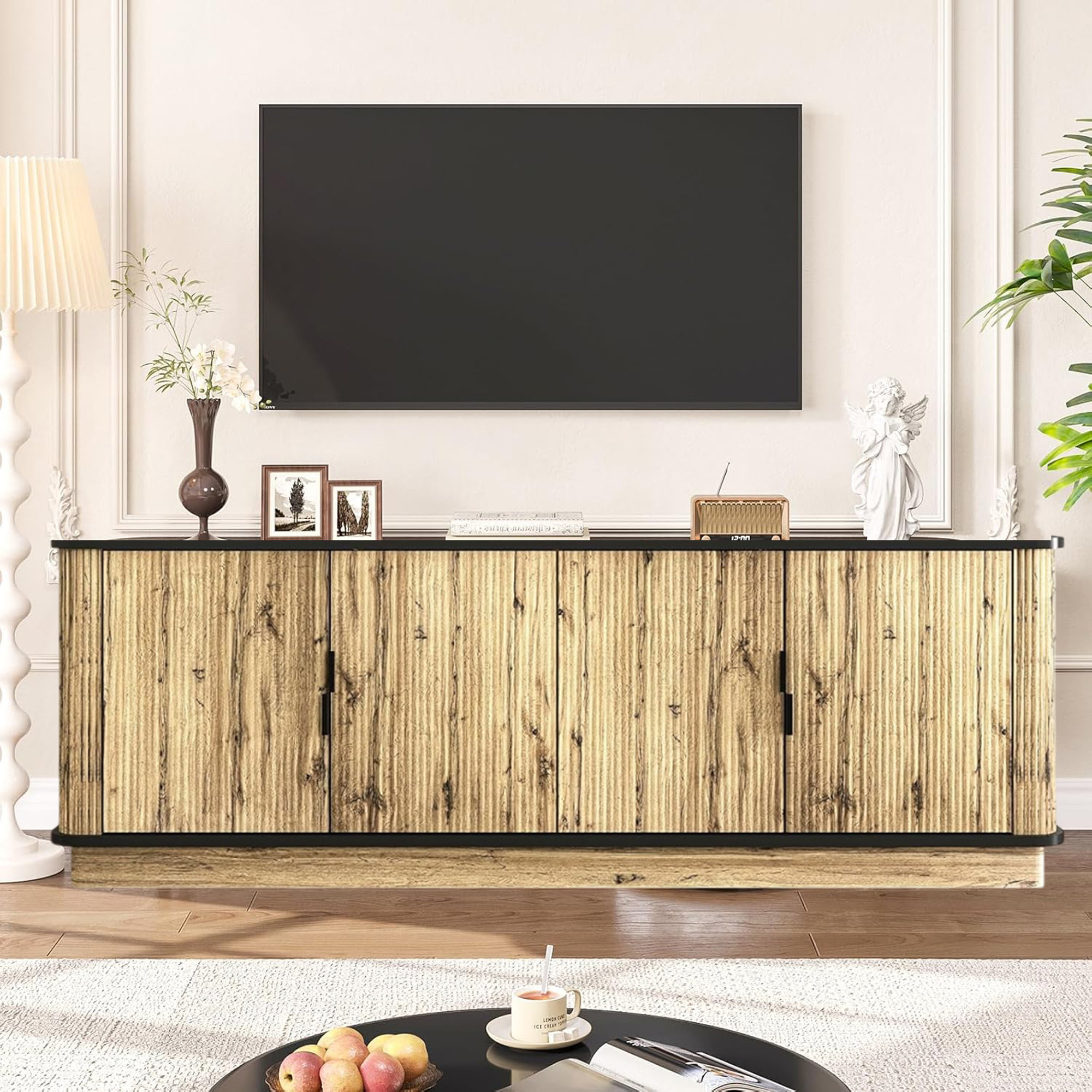 Loon Peak® Fluted TV Stand, Modern Entertainment Center For Tvs Up To ...