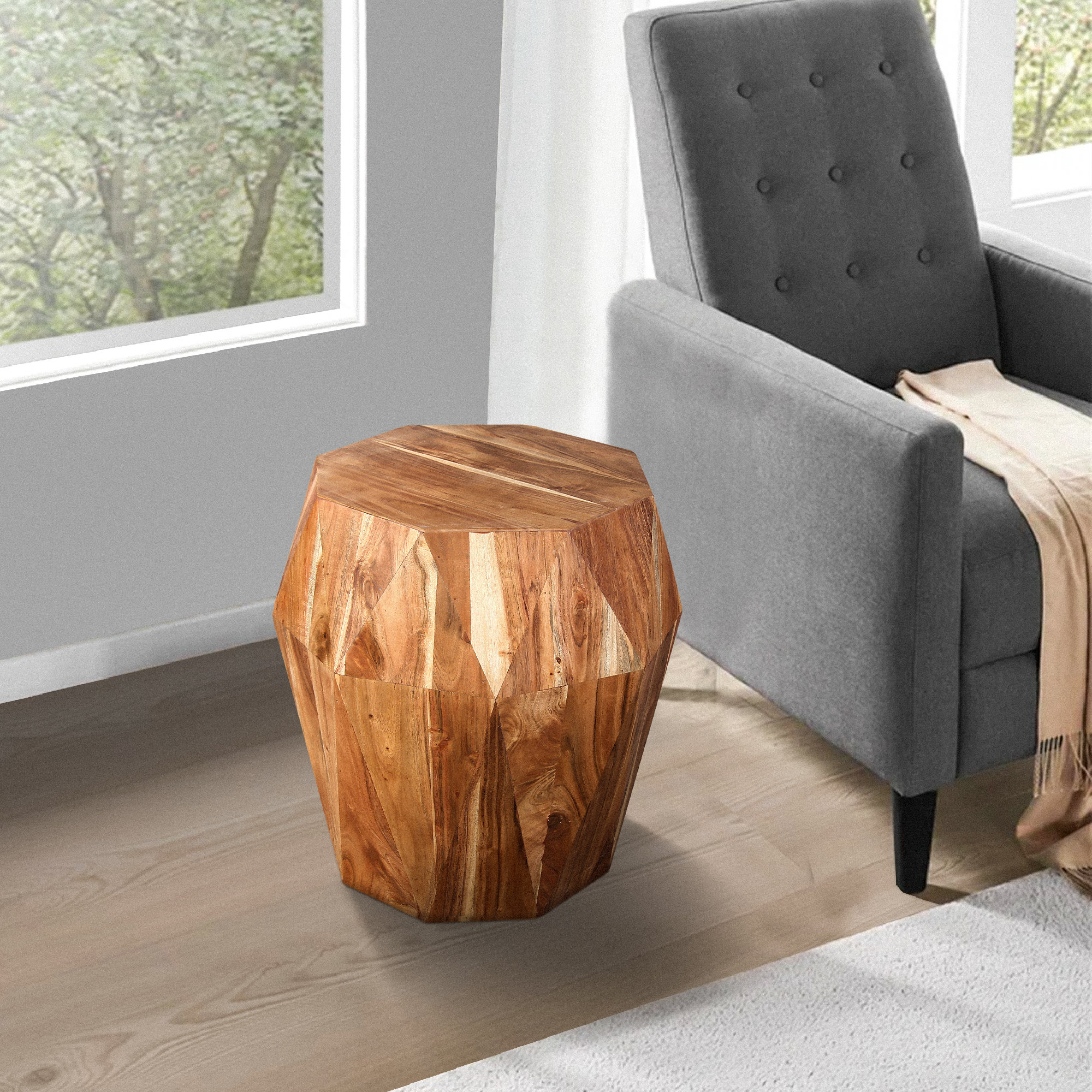 Union Rustic Luzader Solid Wood Drum End Table & Reviews - Wayfair Canada