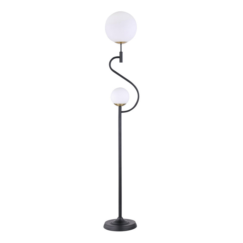 George Oliver 69-inch Dual Spherical Bulb Metal Floor Lamp Black | Wayfair