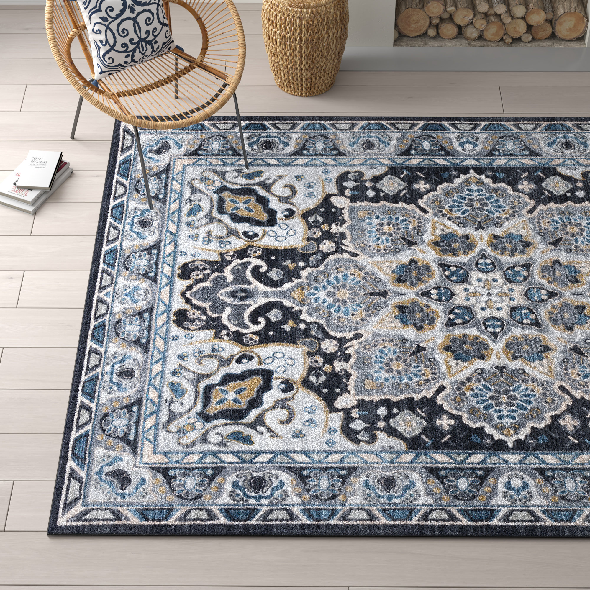 Langley Street Manado Oriental Grey/Light Blue Area Rug & Reviews ...