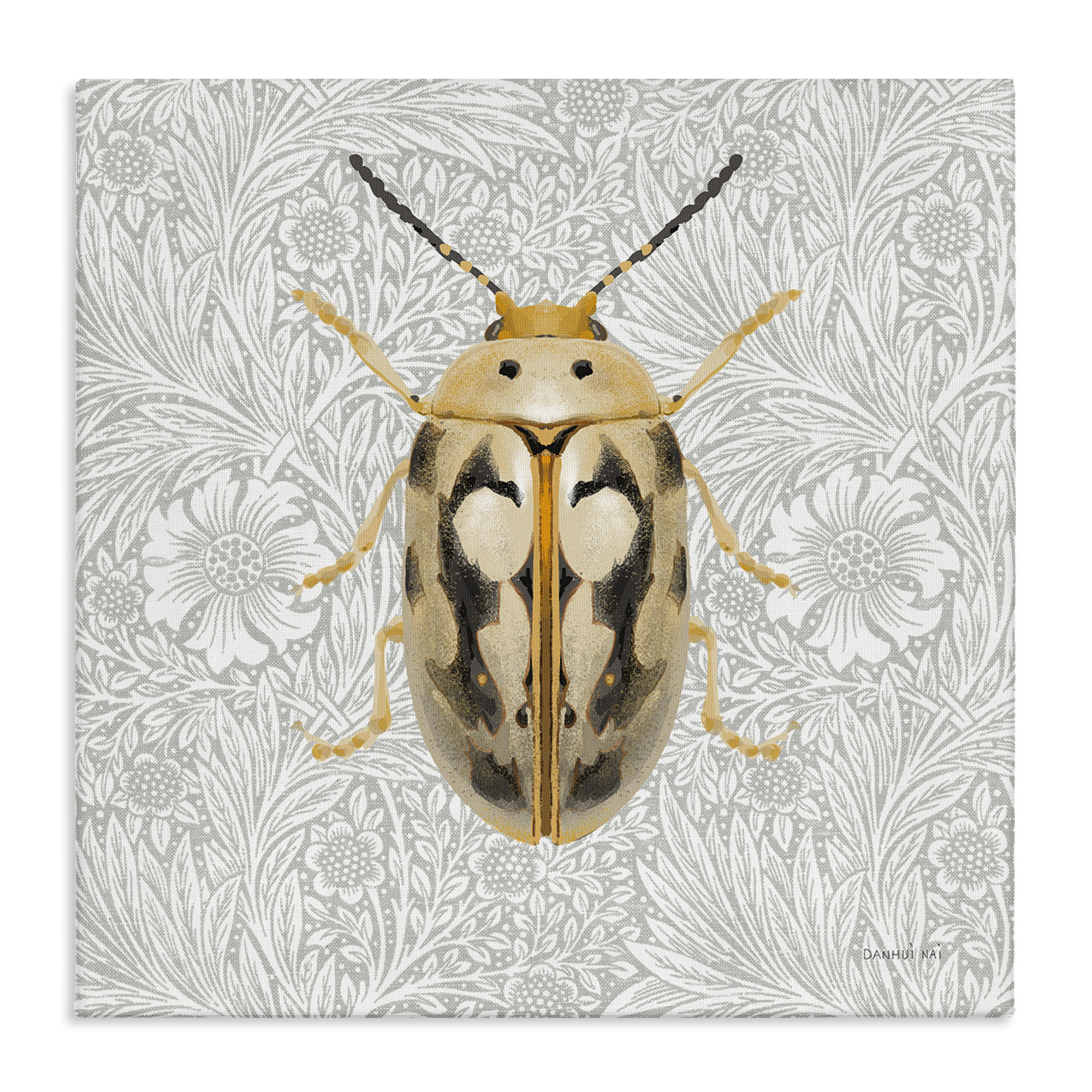 Winston Porter Vintage Beetle Floral Pattern Canvas Wall Art by Danhui ...