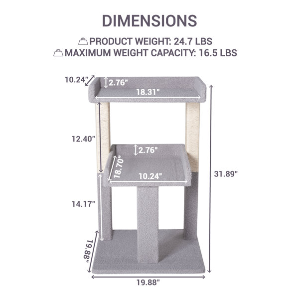 Tucker Murphy Pet™ Tott and Eling 2-Tier Cat Tree Tower; Cat Condo with ...
