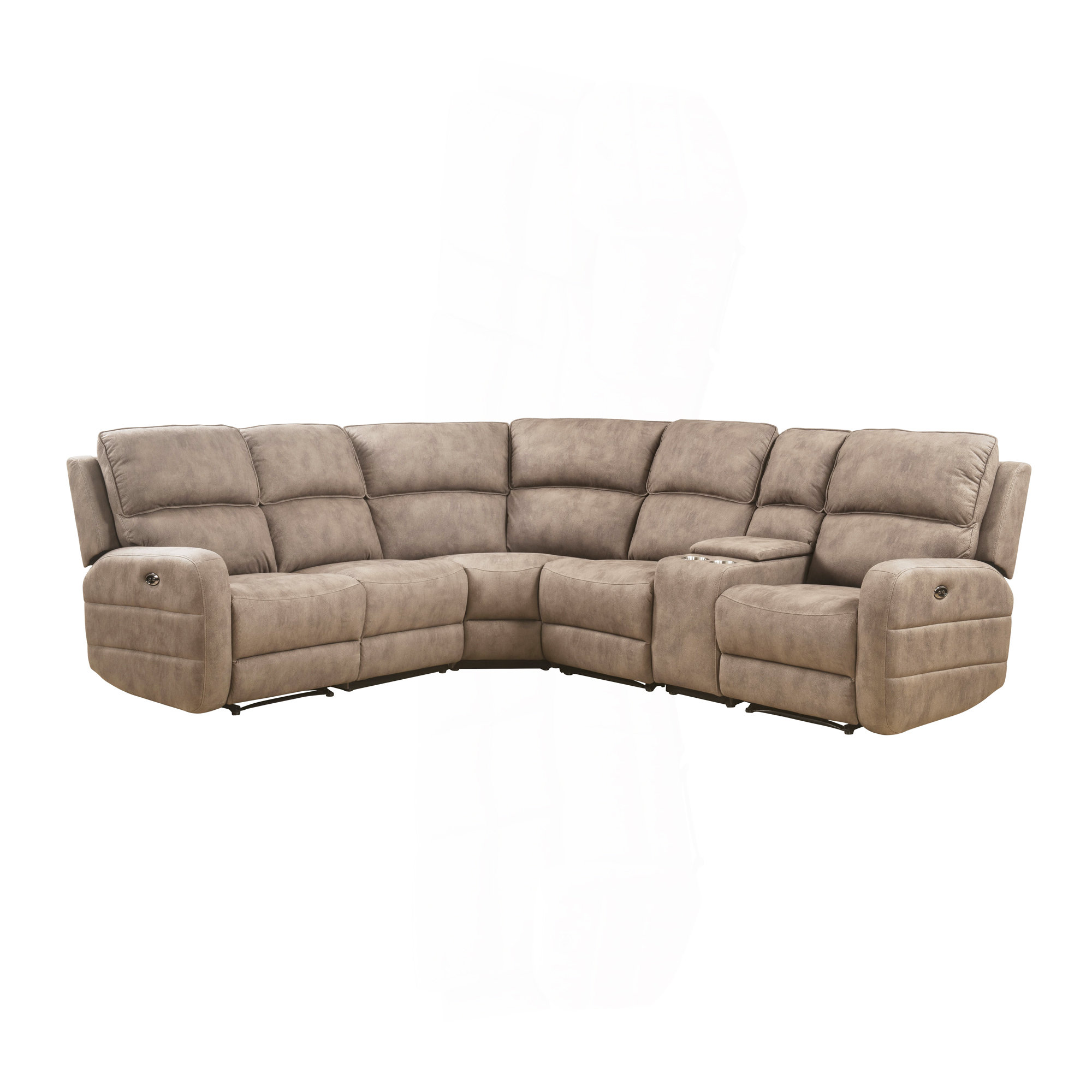 Hokku Designs Mocha Nubuck Power Recliner Sectional Sofa USB Port ...
