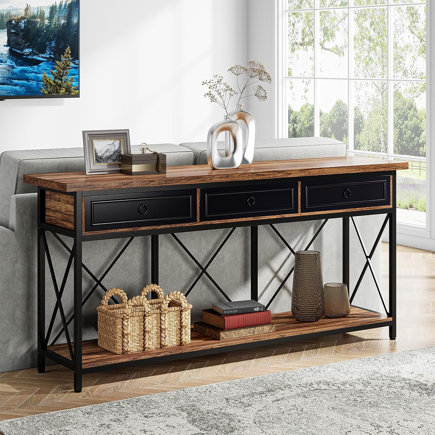 Gracie Oaks Tatianah 70.86" Console Table & Reviews | Wayfair