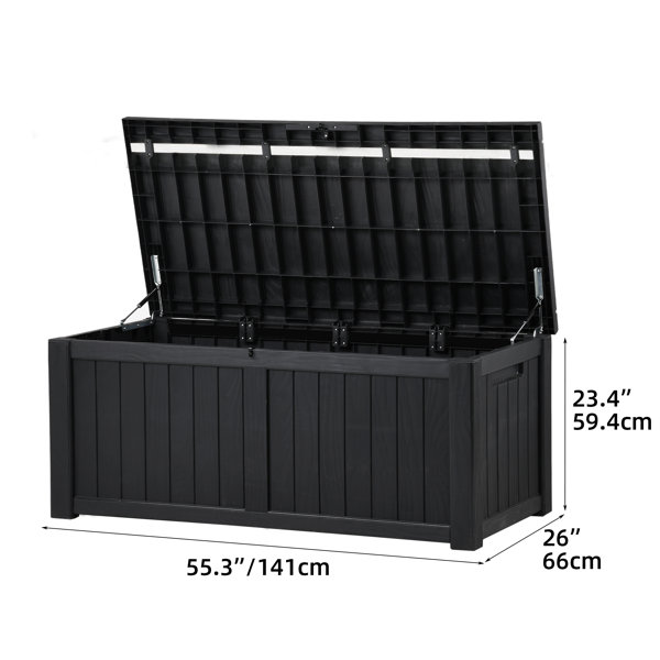 Ebern Designs Quartey 120 Gallons Resin Deck Box with Soft Close ...