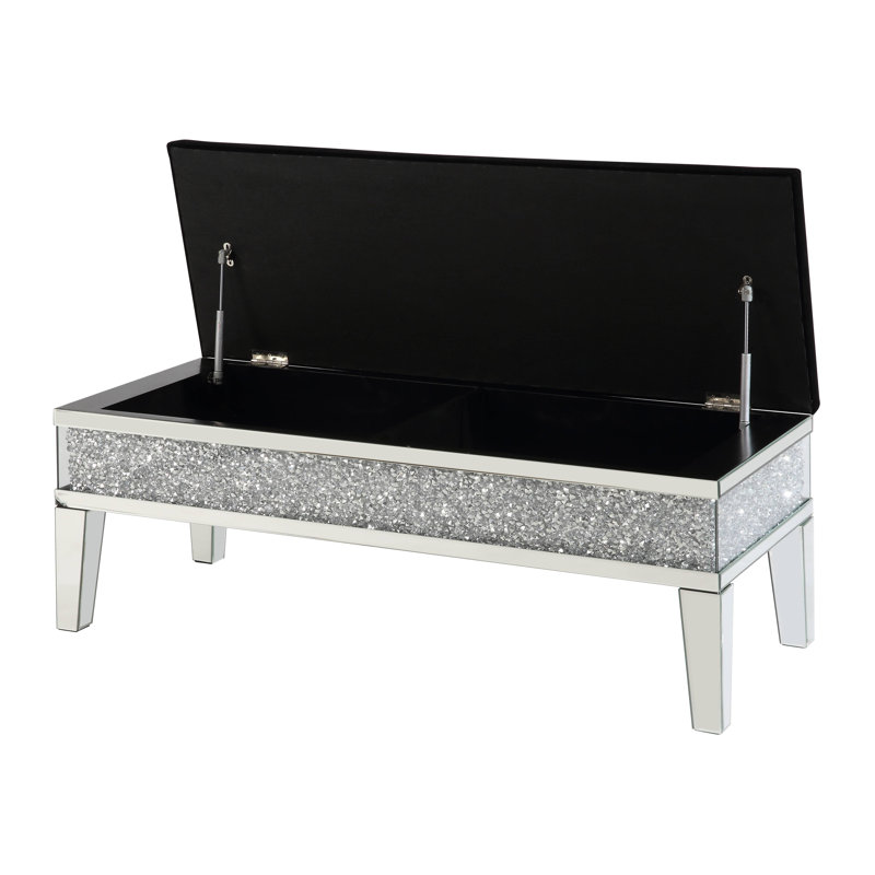 Everly Quinn Antaja Faux Leather Upholstered Storage Bench in Black and ...