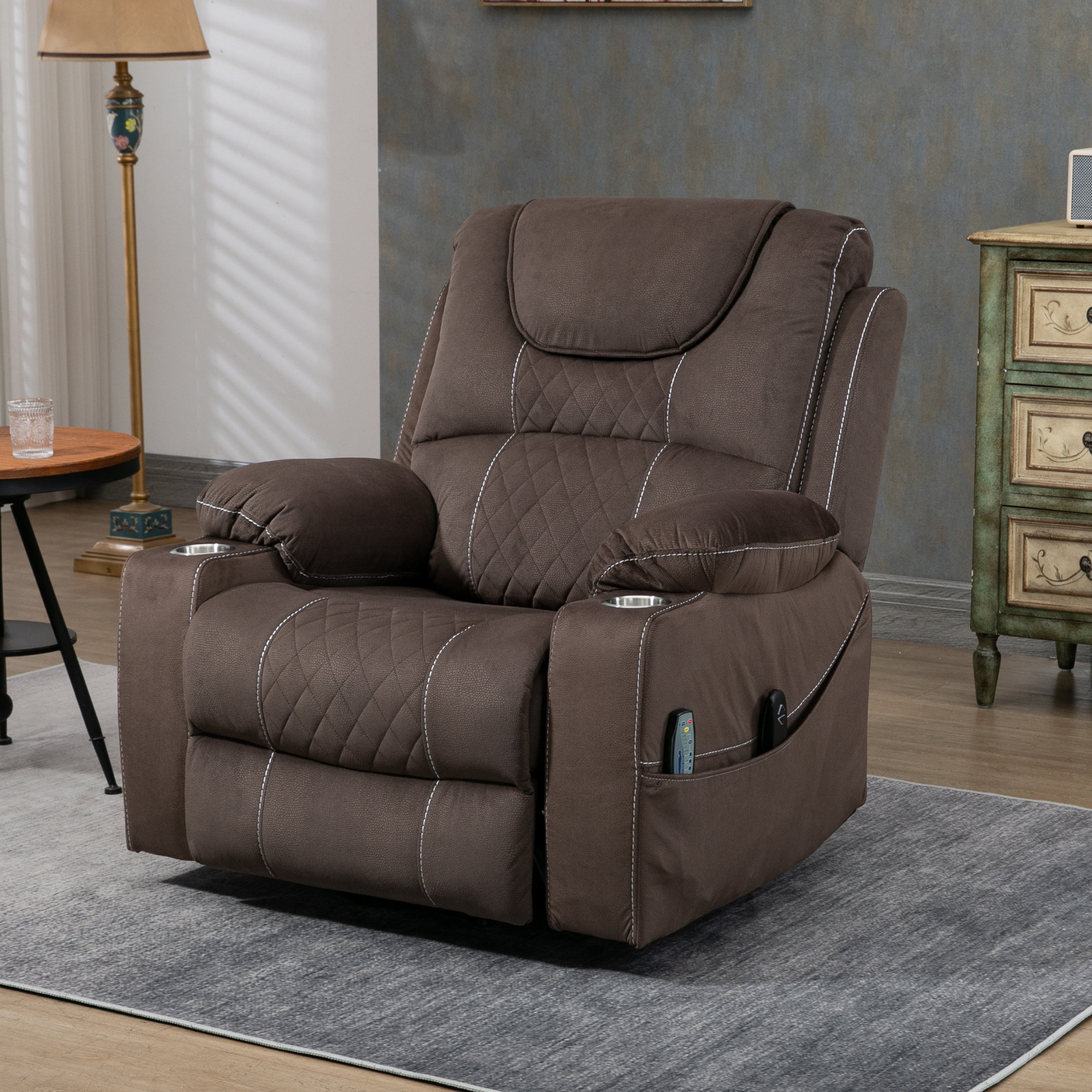 Lark Manor™ 180° Flat Heavy Duty OKIN Motor Lift Assist Recliner with ...