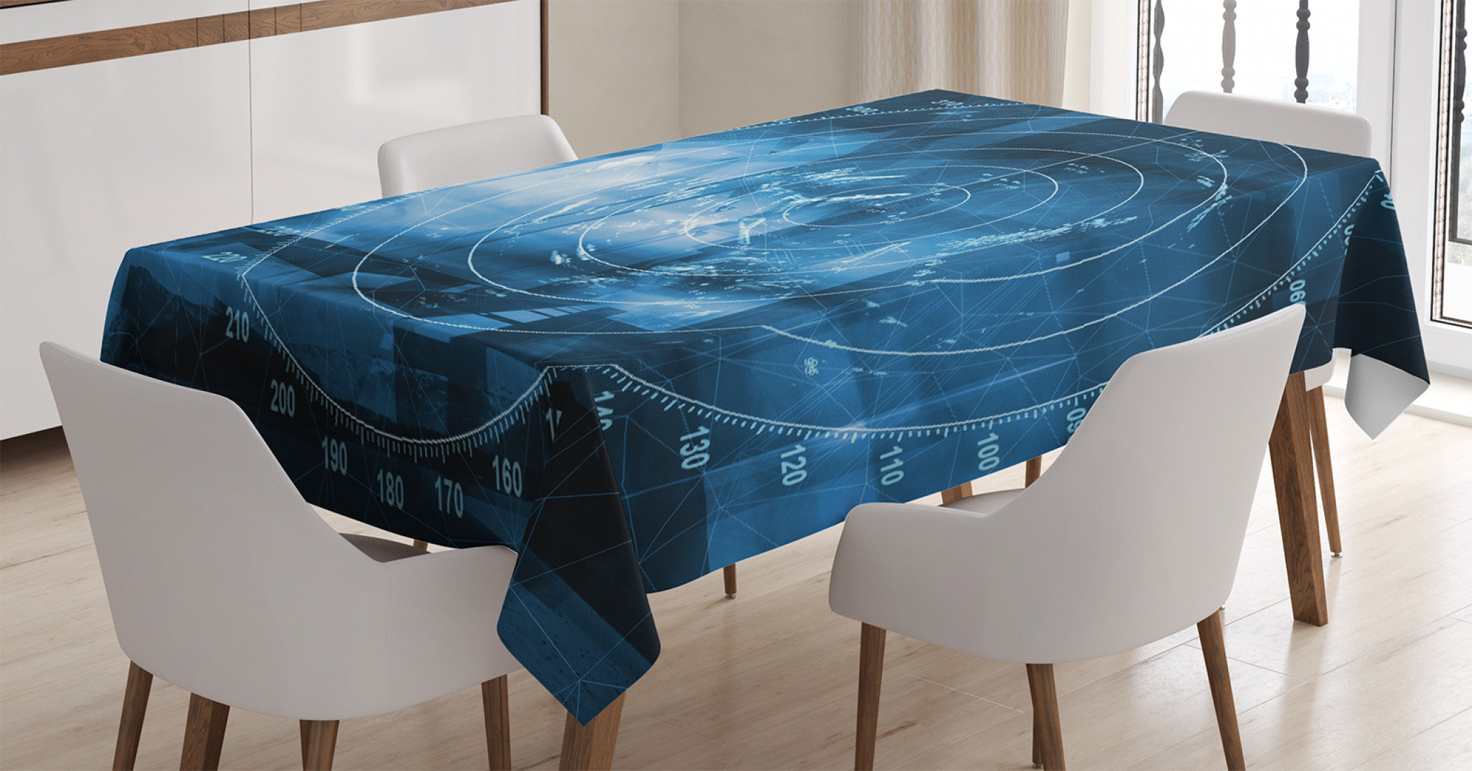 East Urban Home Navy Blue Tablecloth, Modern Ship With Radar Exposure ...