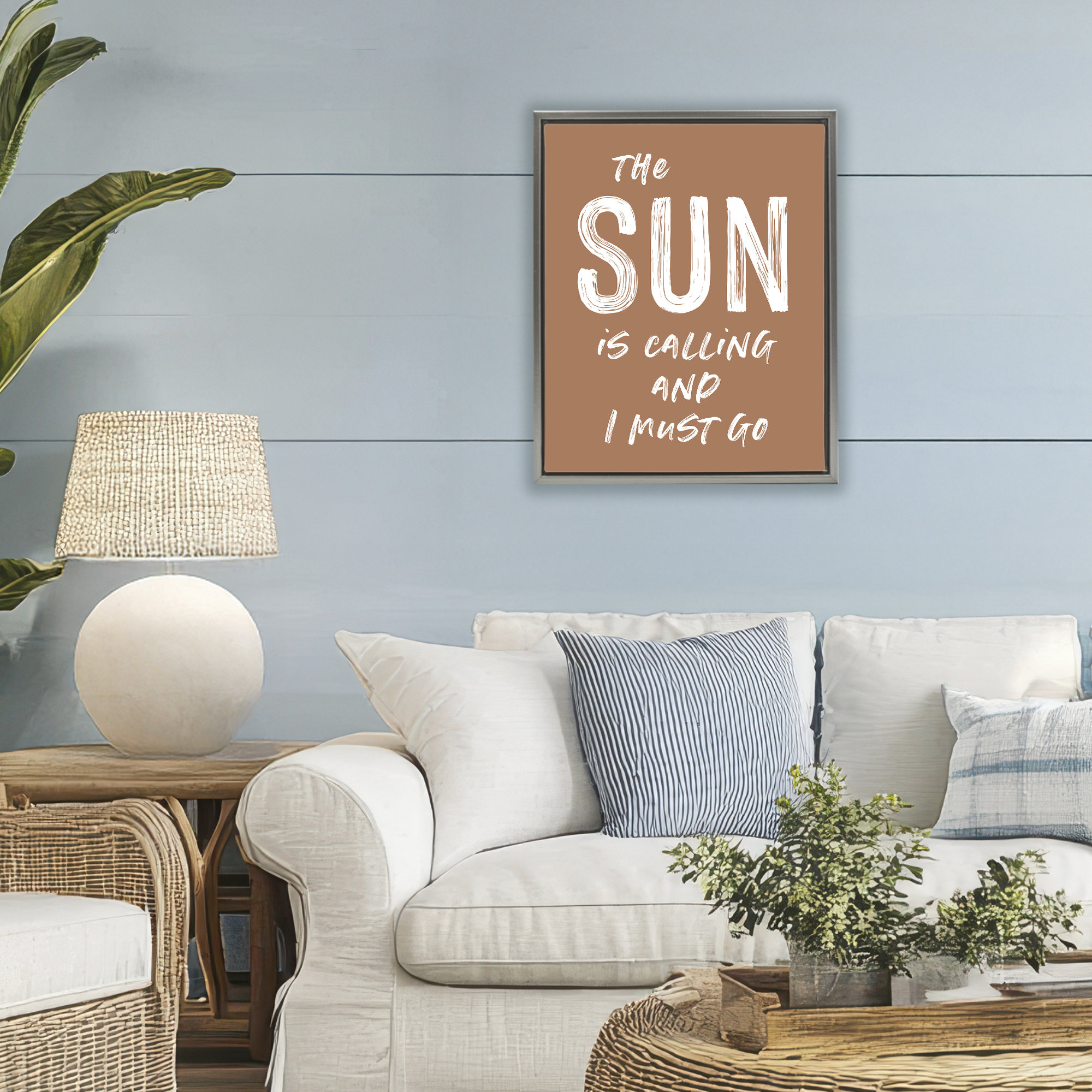 Latitude Run® Sun Is Calling Must Go Floating Frame, design by Lettered ...